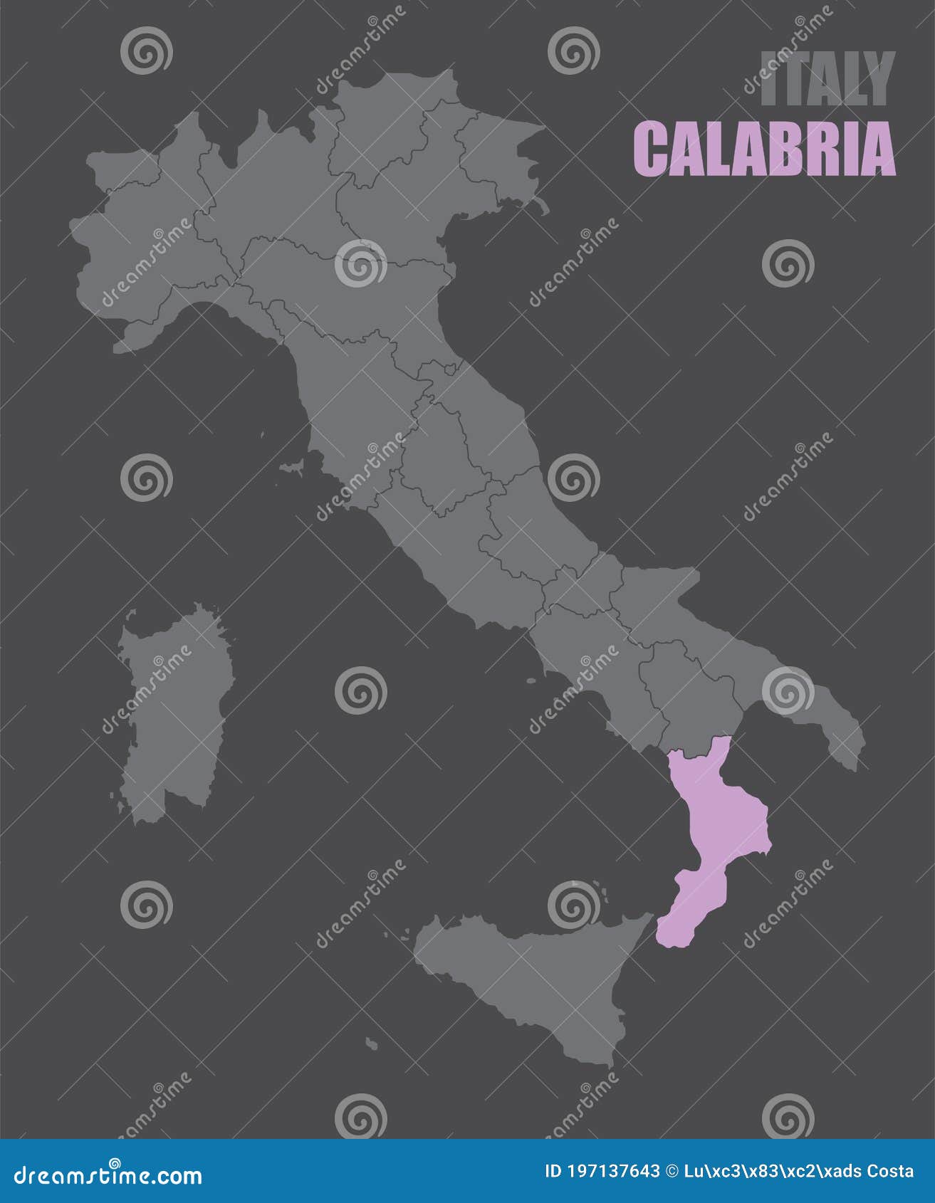 Italy Calabria map stock vector. Illustration of europe - 197137643