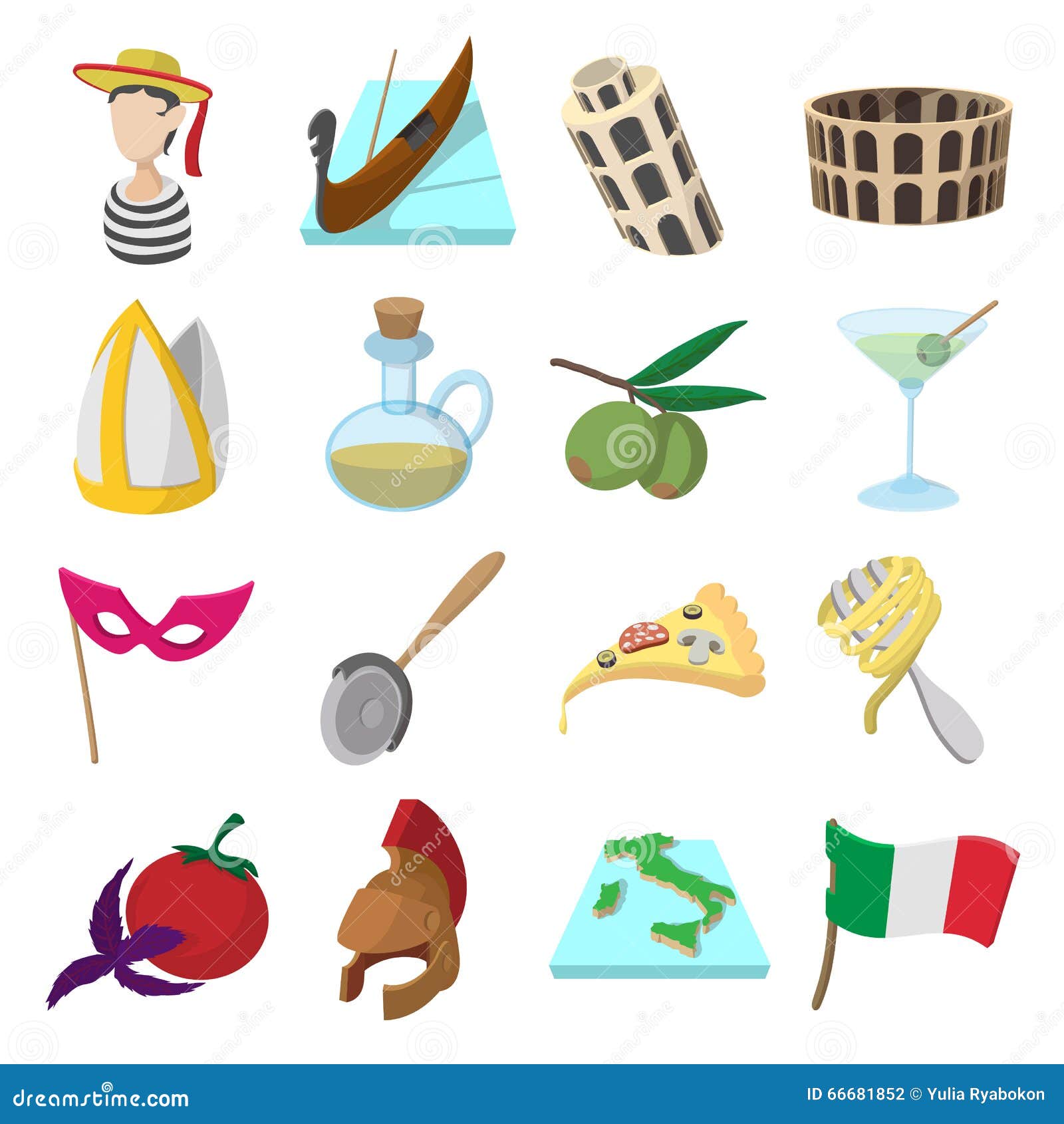 Italy cartoon icons stock vector. Illustration of olive - 66681852