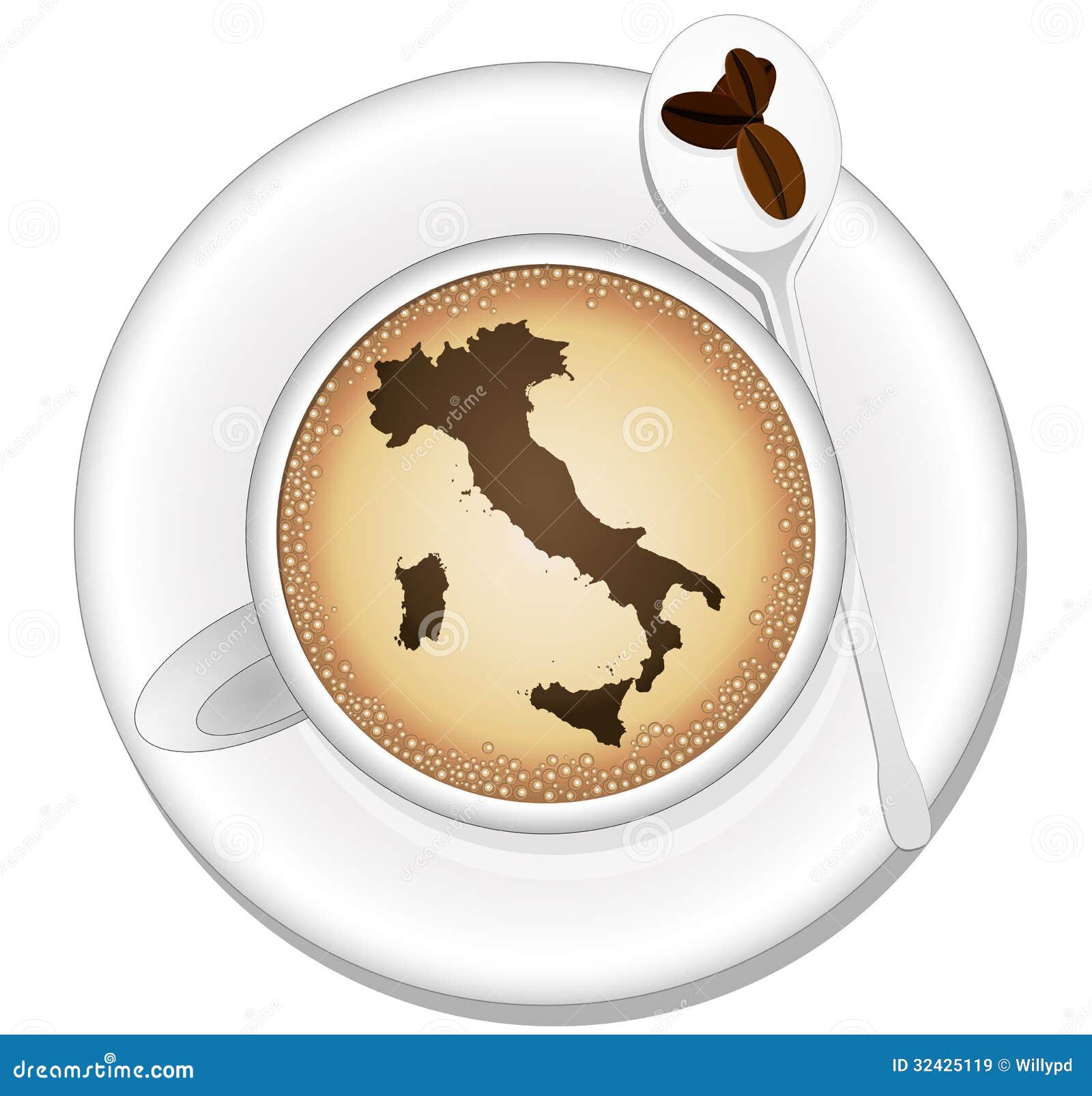 Italy - Map Of Coffee Bean Vector Illustration | CartoonDealer.com ...