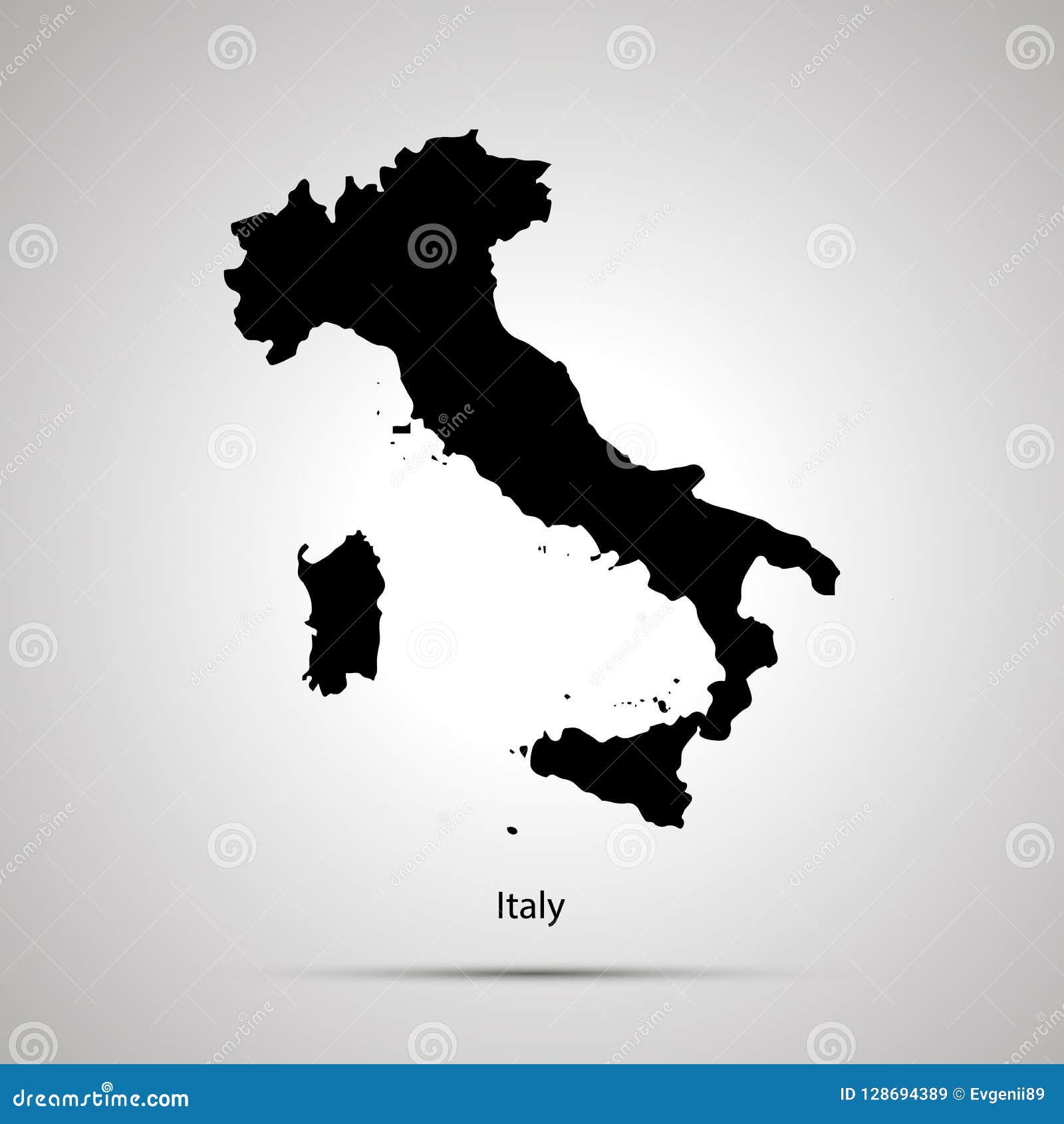 Italy Country Map. Black Silhouette And Outline Isolated On White ...