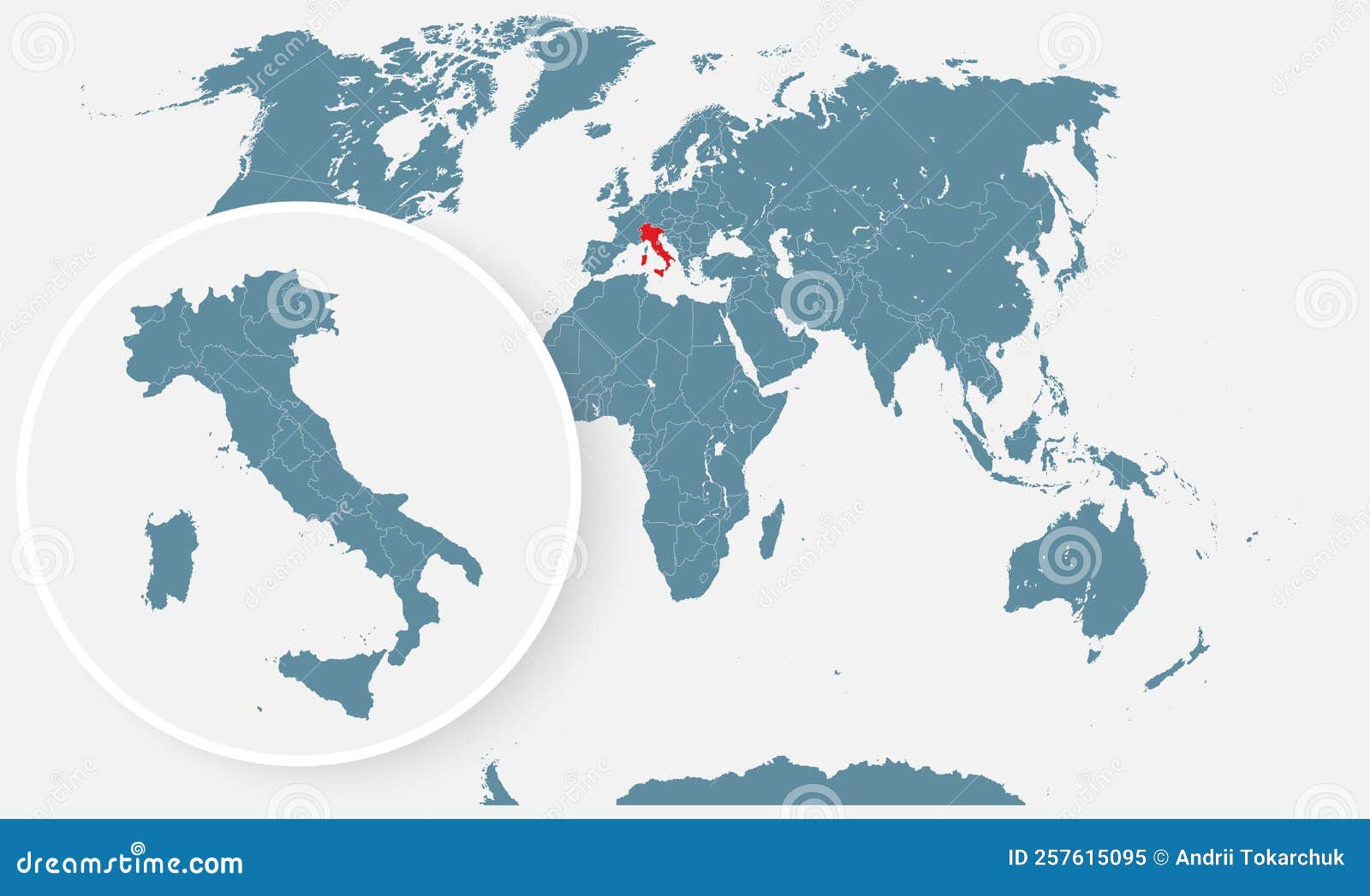 Italy Country on World Map, Vector Template Stock Vector - Illustration ...