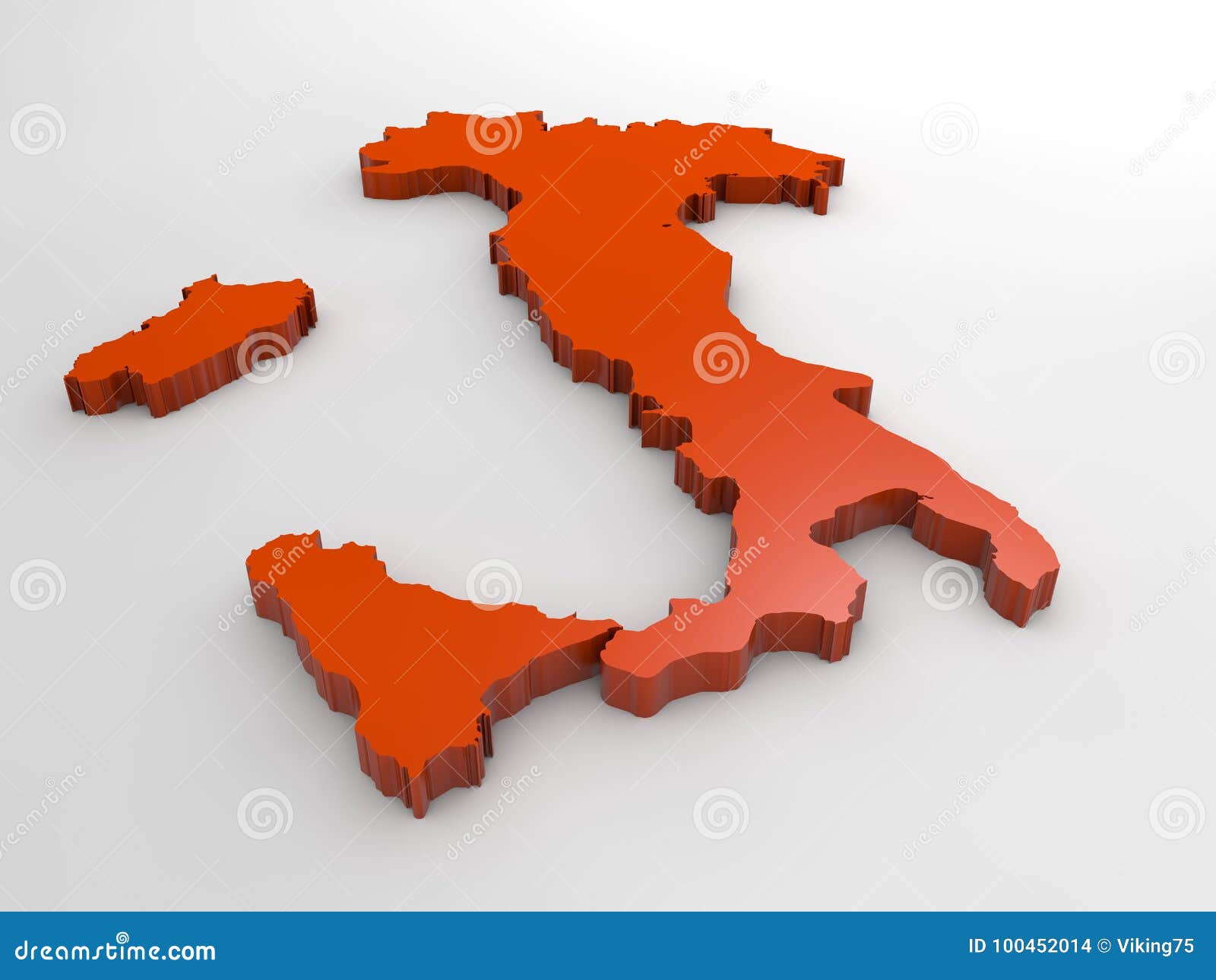 Italy 3d Orange Map, on White Background. Stock Illustration ...
