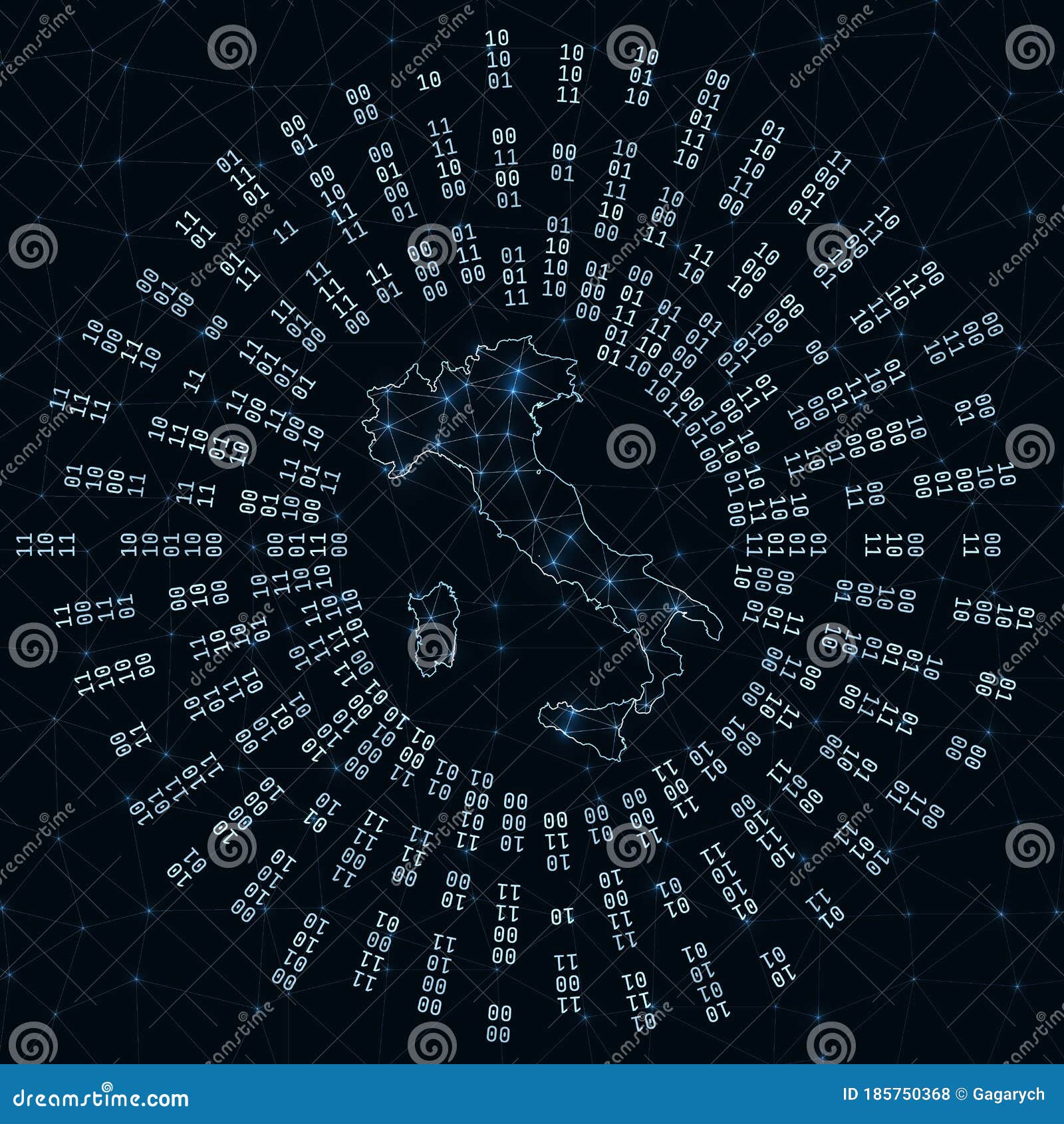 Italy digital map. stock vector. Illustration of network - 185750368