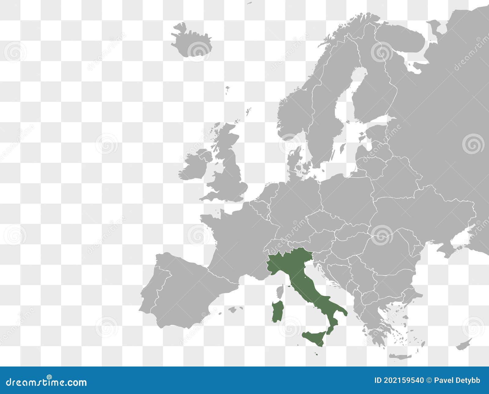 Italy on Europe Map Vector. Vector Illustration Stock Illustration ...