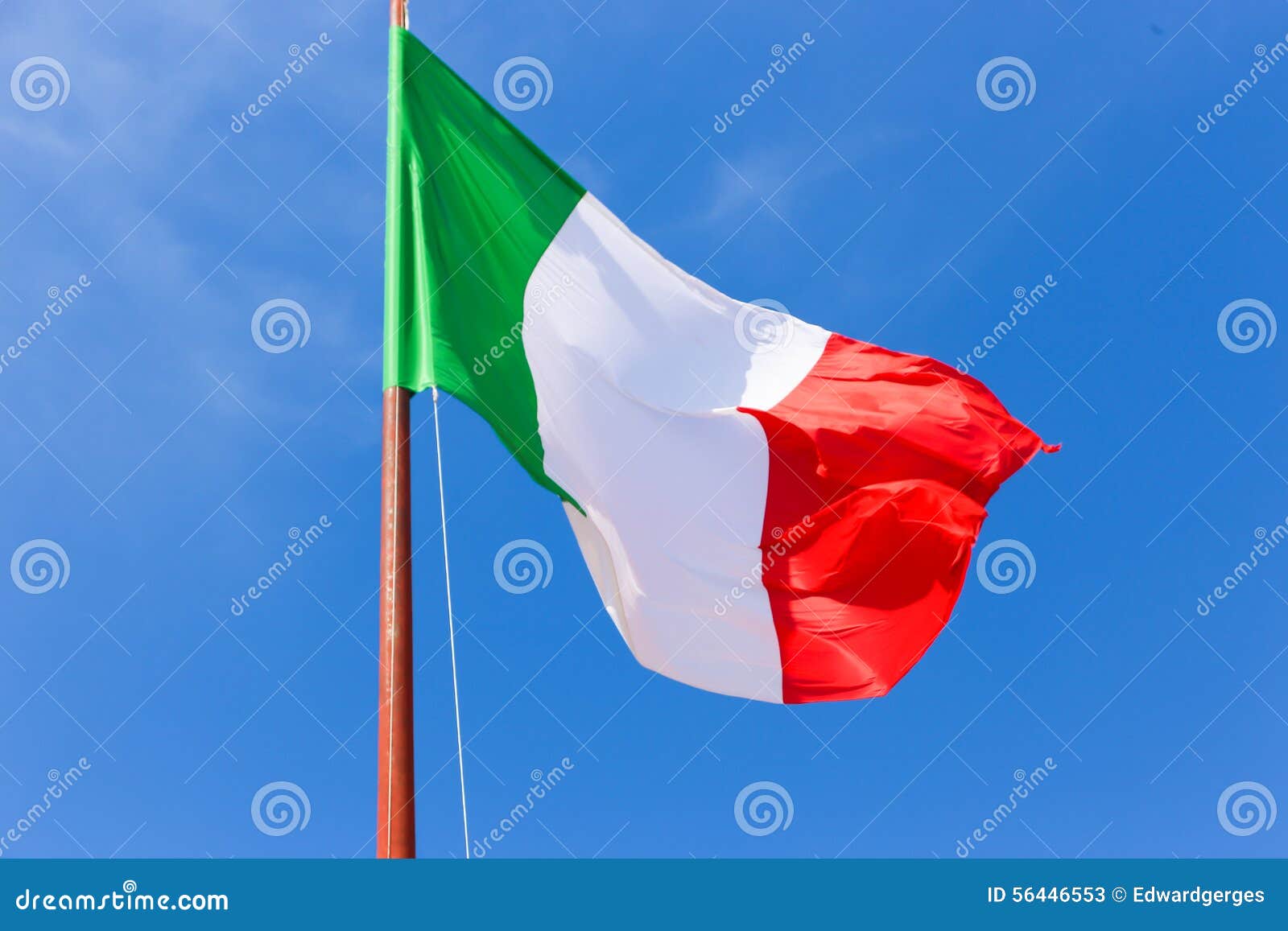 Italy flag on blue sky stock image. Image of nation, cloud - 56446553