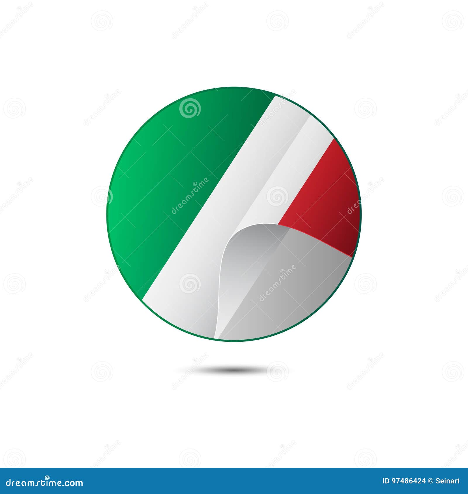 Italy Flag Button with Shadow on a White Background. Vector. Stock ...