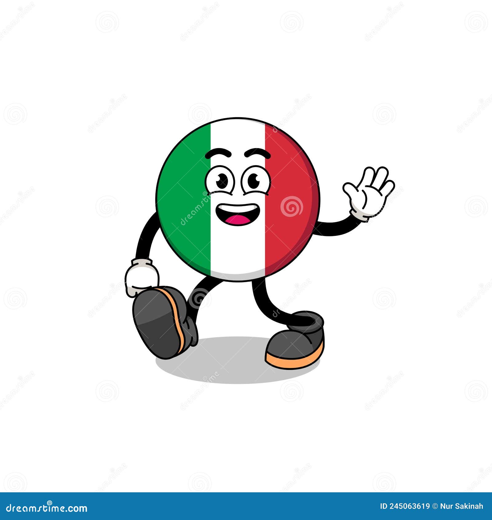 Italy flag cartoon walking stock vector. Illustration of book - 245063619