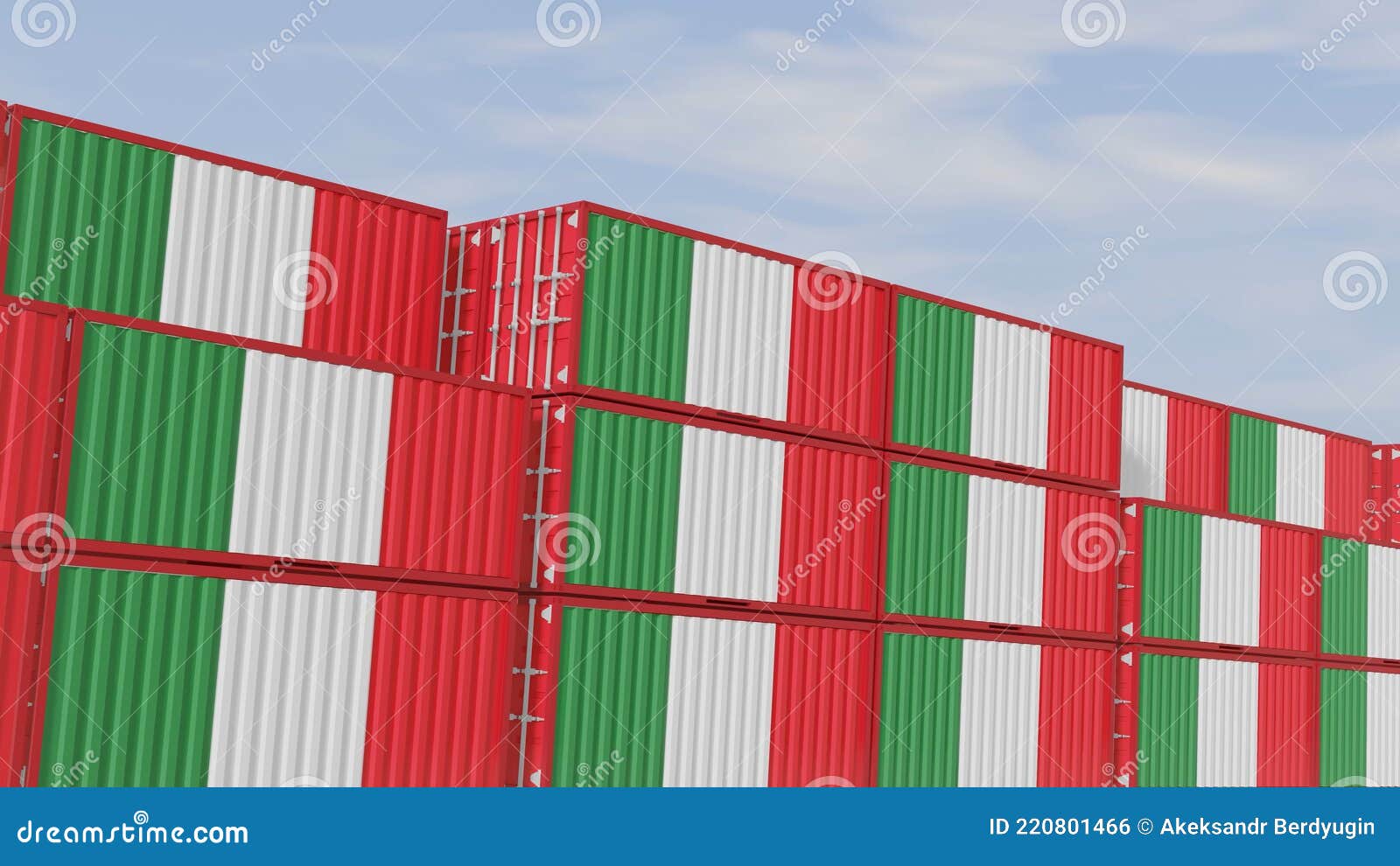 Italy Flag Containers are Located at the Container Terminal. Concept ...