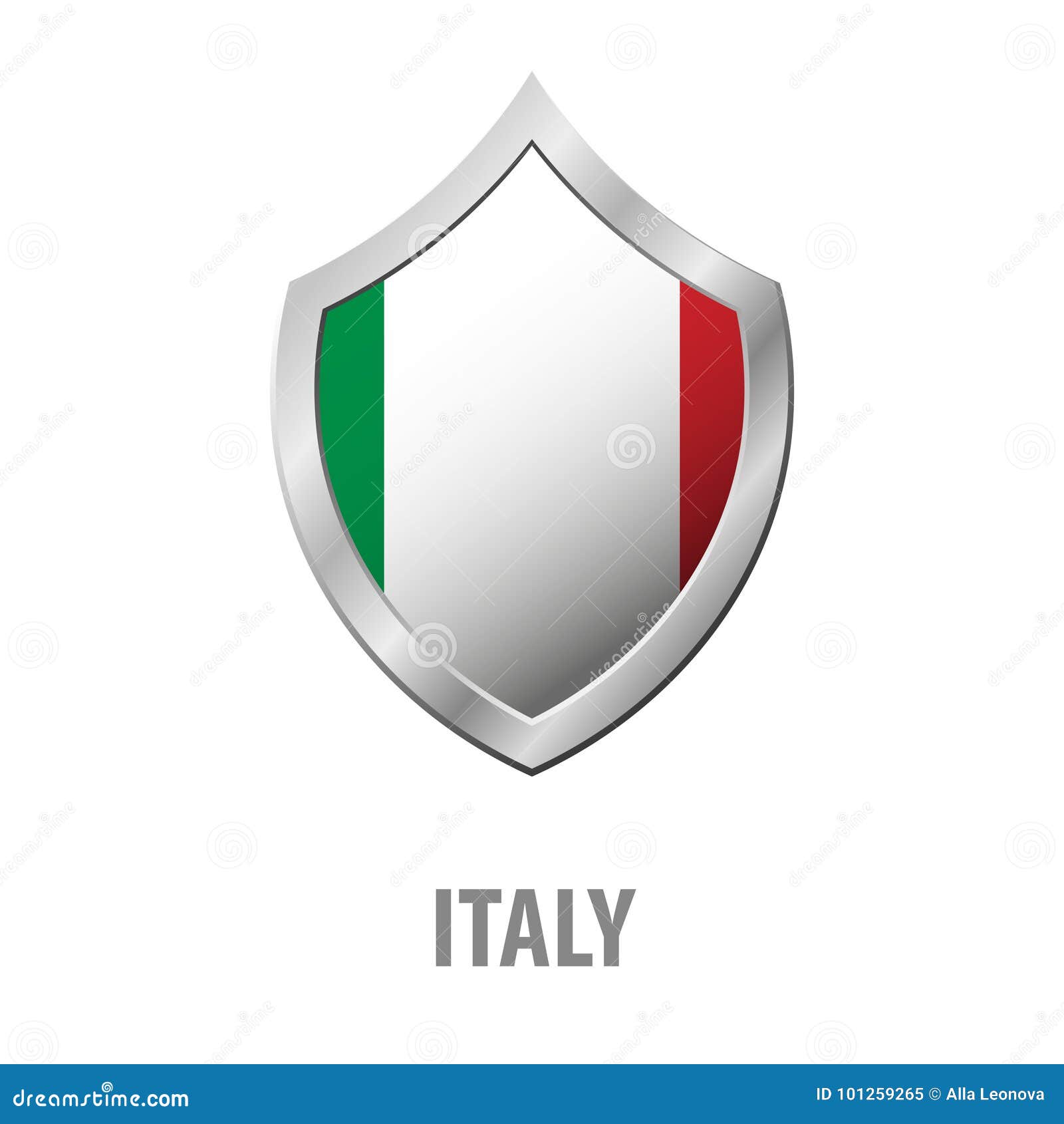 Italy Flag on Metal Shiny Shield Illustration. Stock Illustration ...
