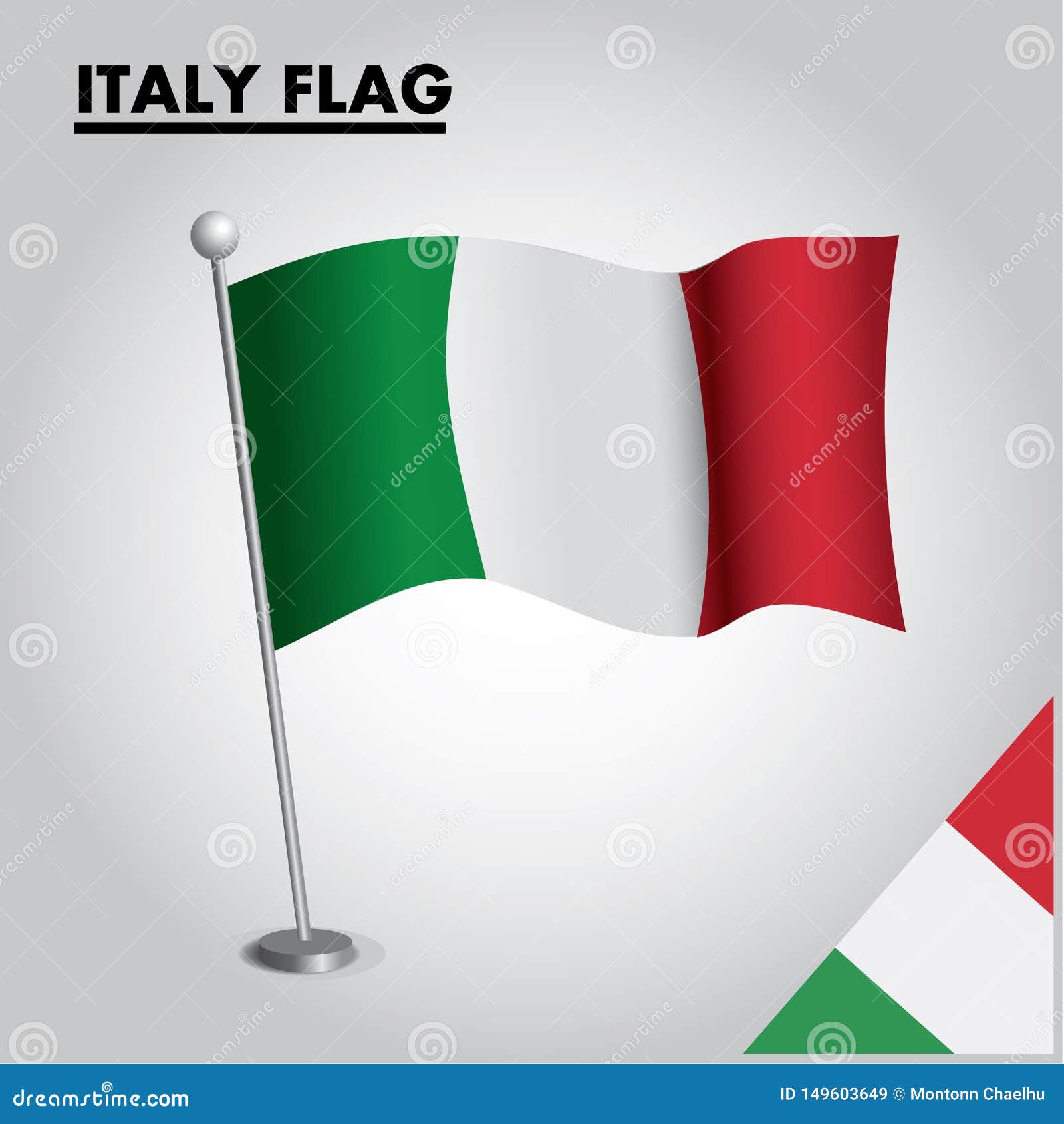 ITALY Flag National Flag of ITALY on a Pole Stock Vector - Illustration ...