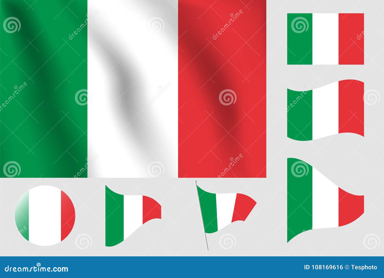 Italy Flag. Realistic Vector Illustration Flag. National Symbol Stock ...