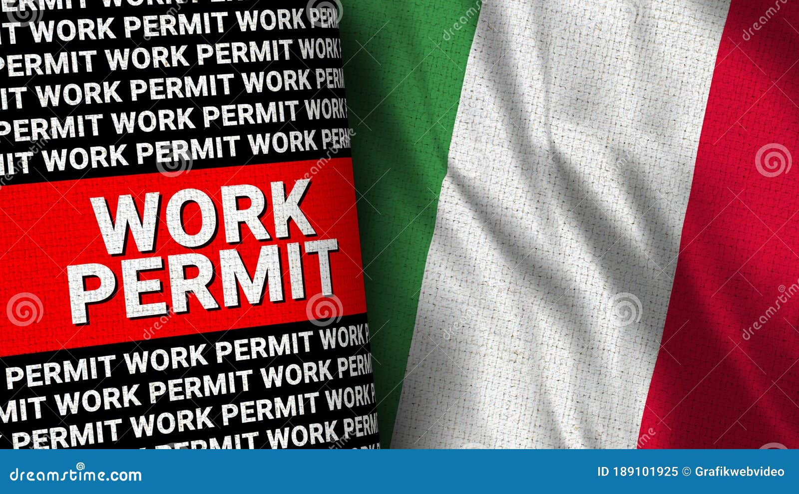 Italy Flag with Work Permit Title Stock Illustration - Illustration of ...