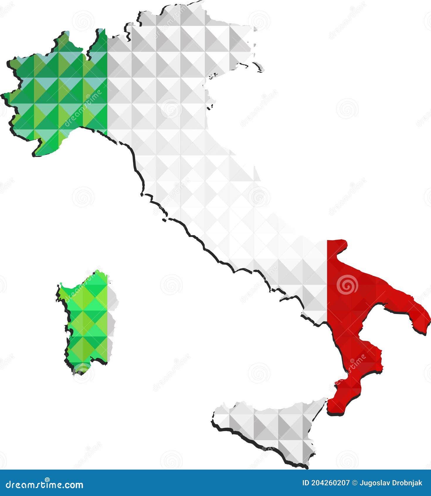 Italy Geometric Map stock vector. Illustration of glossy - 204260207