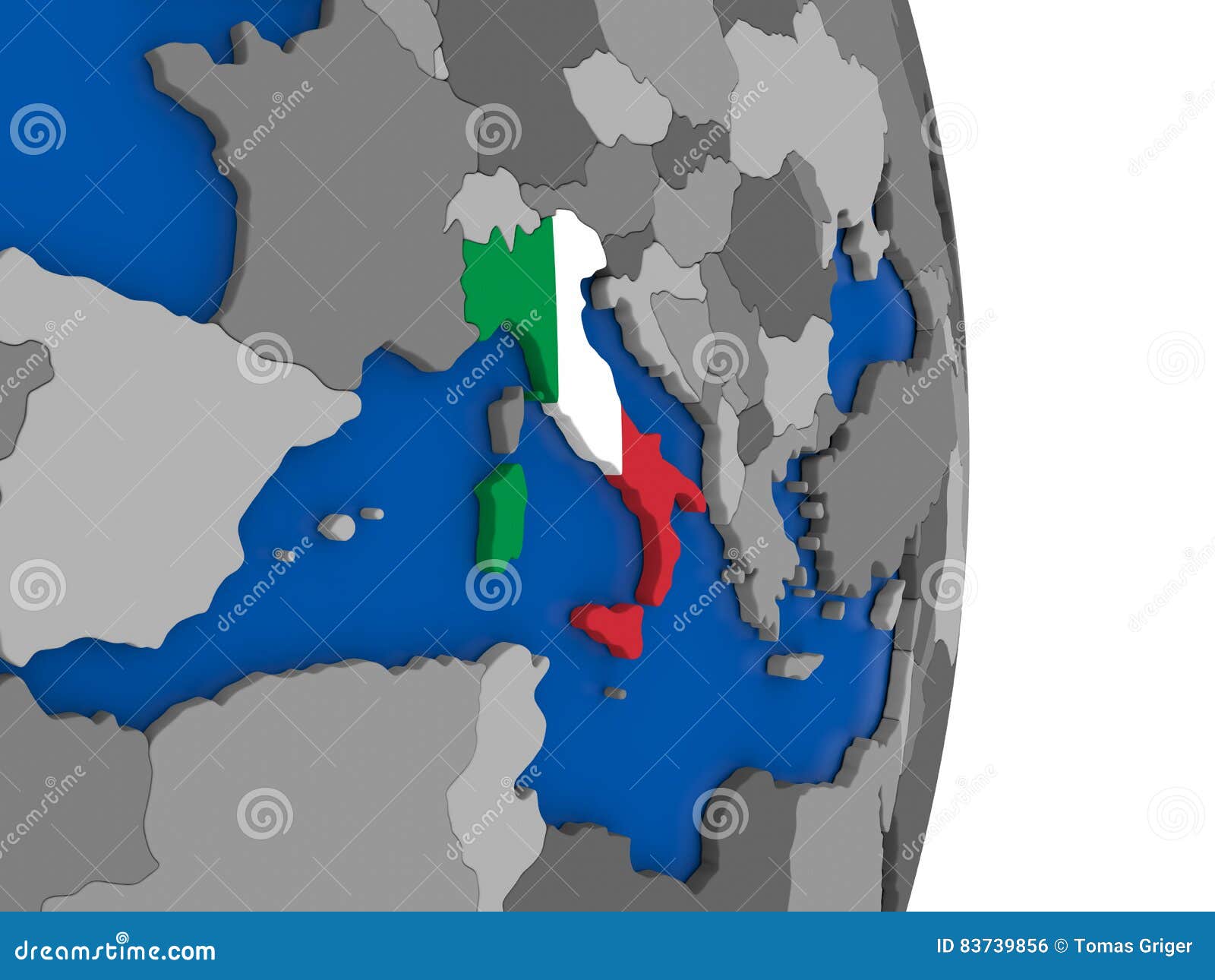 Italy on globe with flag stock illustration. Illustration of symbol ...