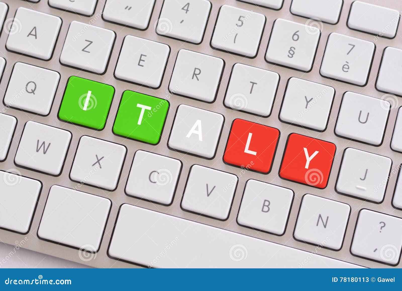 Italy in Green White and Red on White Keyboard Stock Image - Image of ...