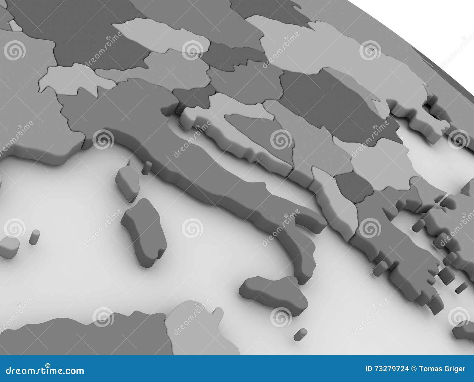 Italy on grey 3D map stock illustration. Illustration of flags - 73279724