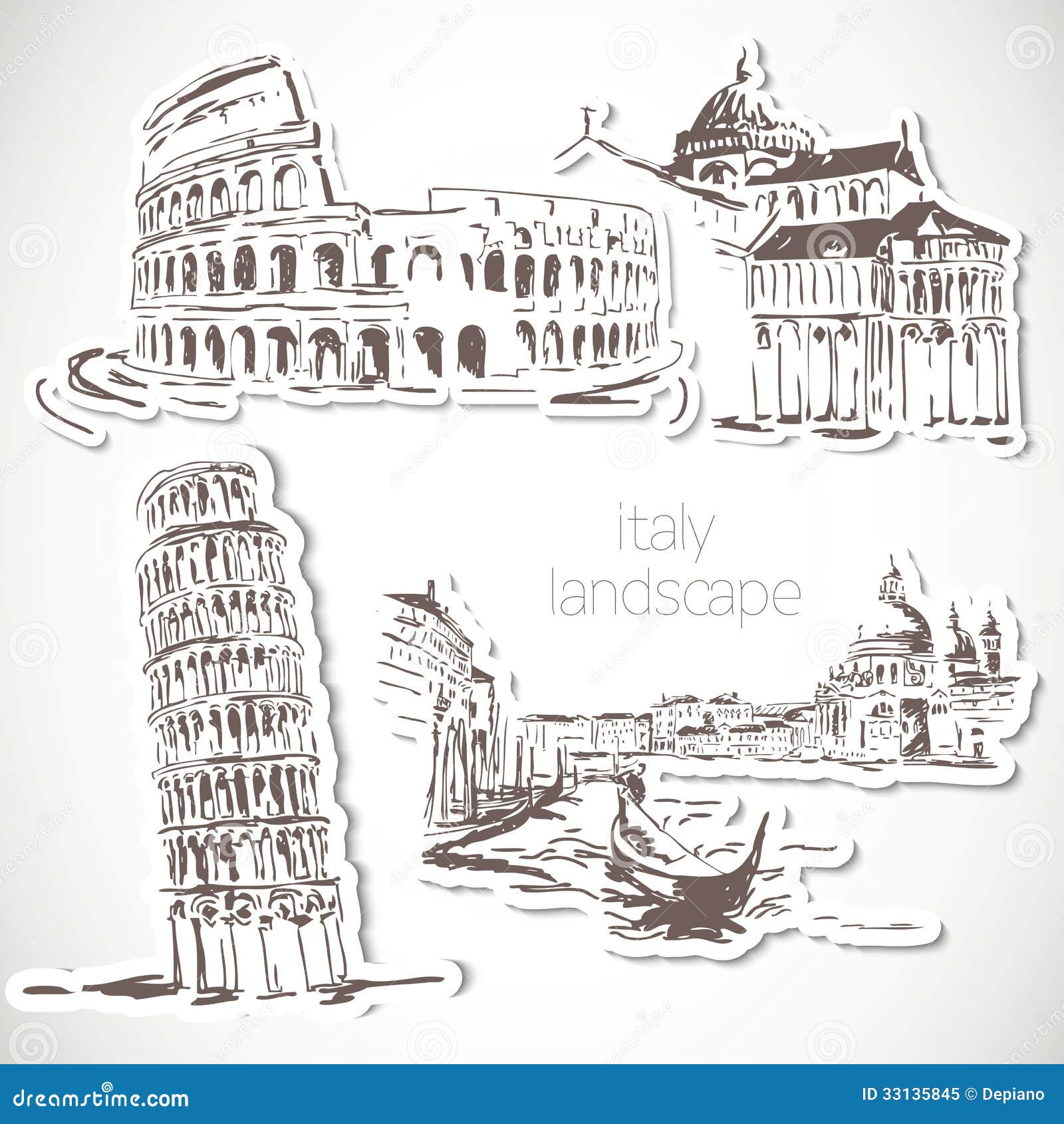 Italy - Hand Drawn Illustration, Map With Landmarks | CartoonDealer.com ...