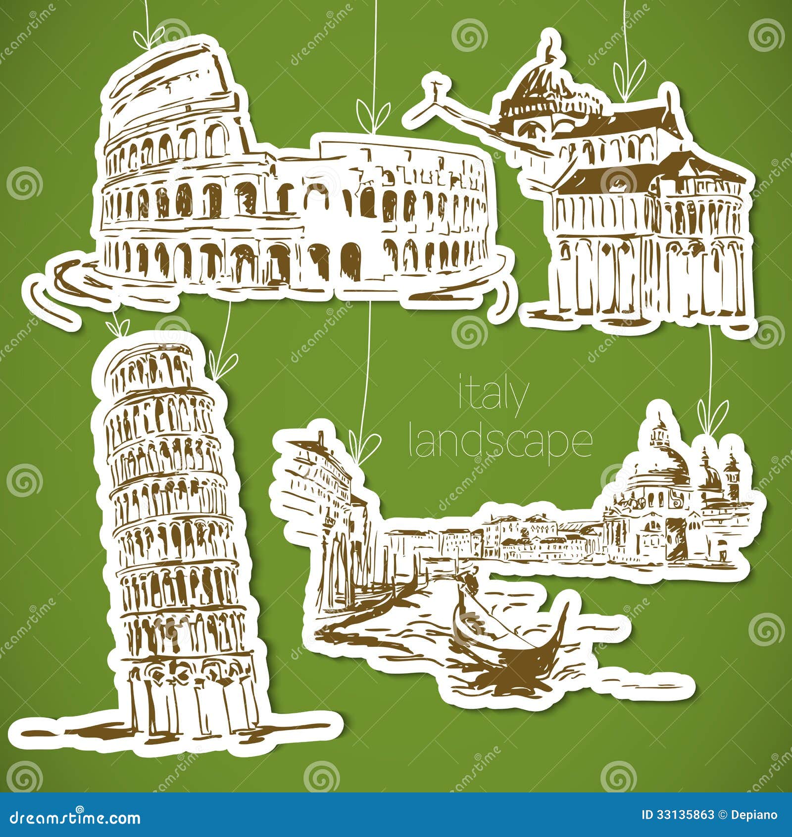 Italy - Hand Drawn Illustration, Map With Landmarks | CartoonDealer.com ...