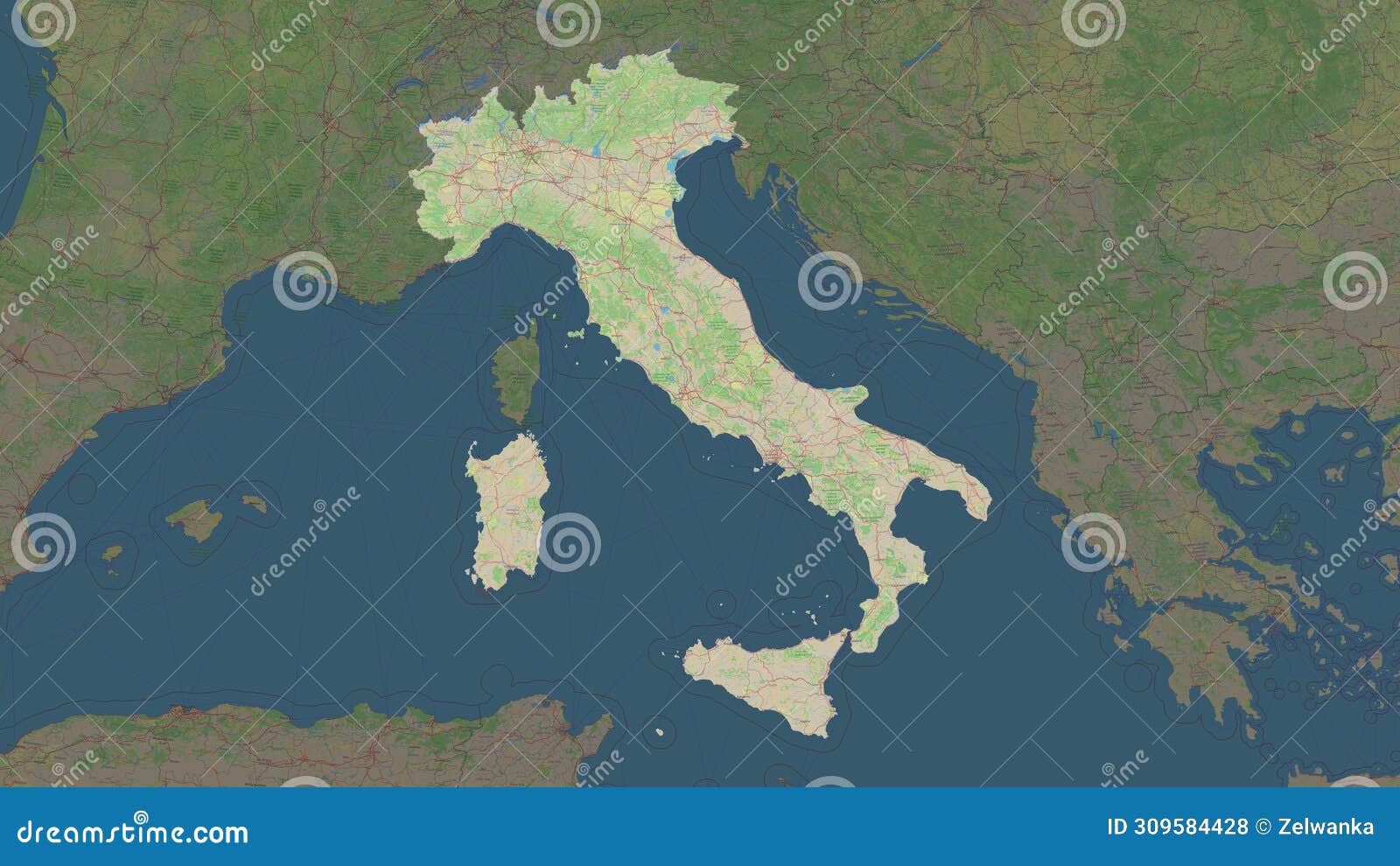Italy Highlighted. Topo Standard Stock Illustration - Illustration of ...