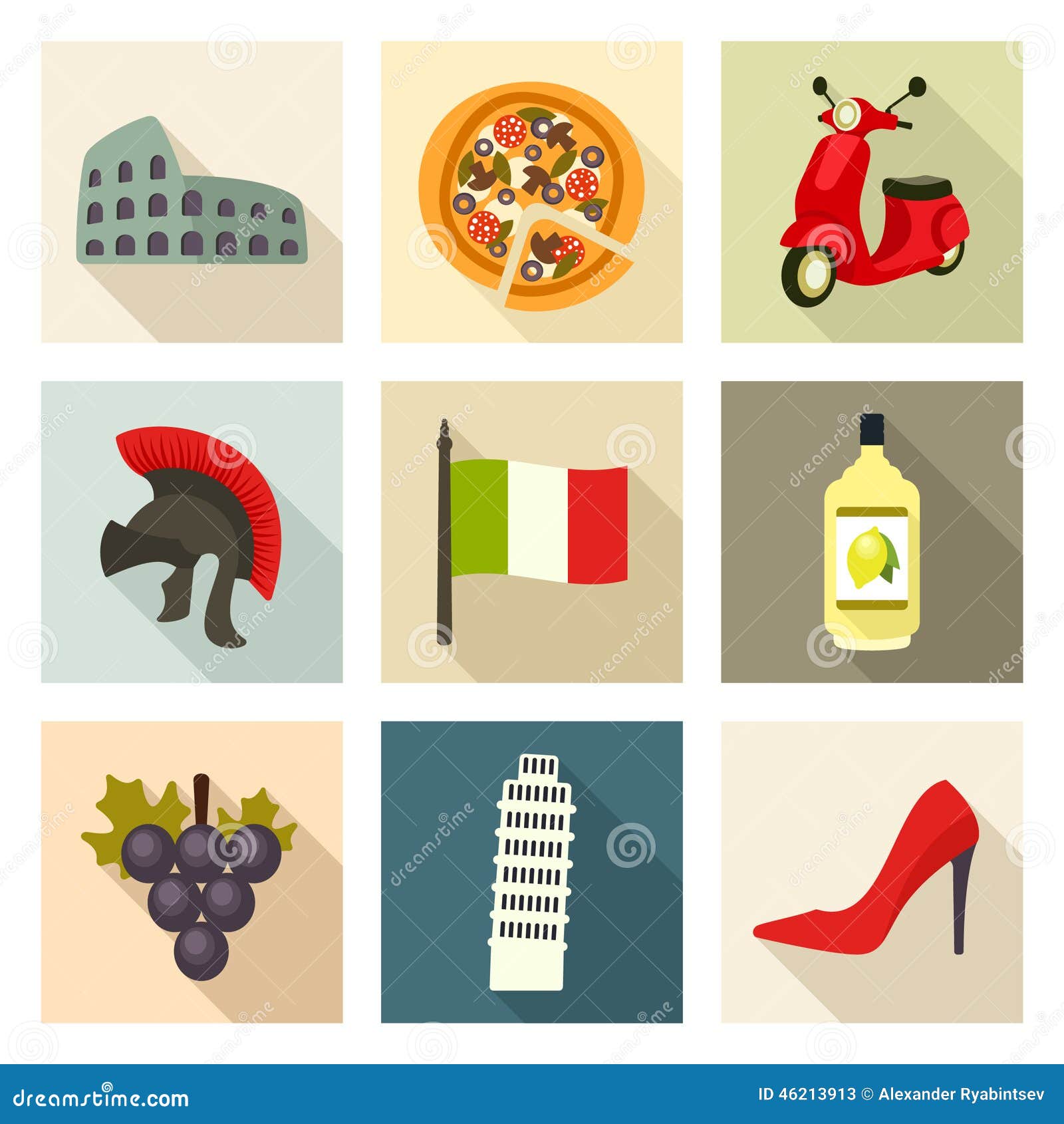 Italy icon set stock vector. Illustration of grapes, mediterranean ...