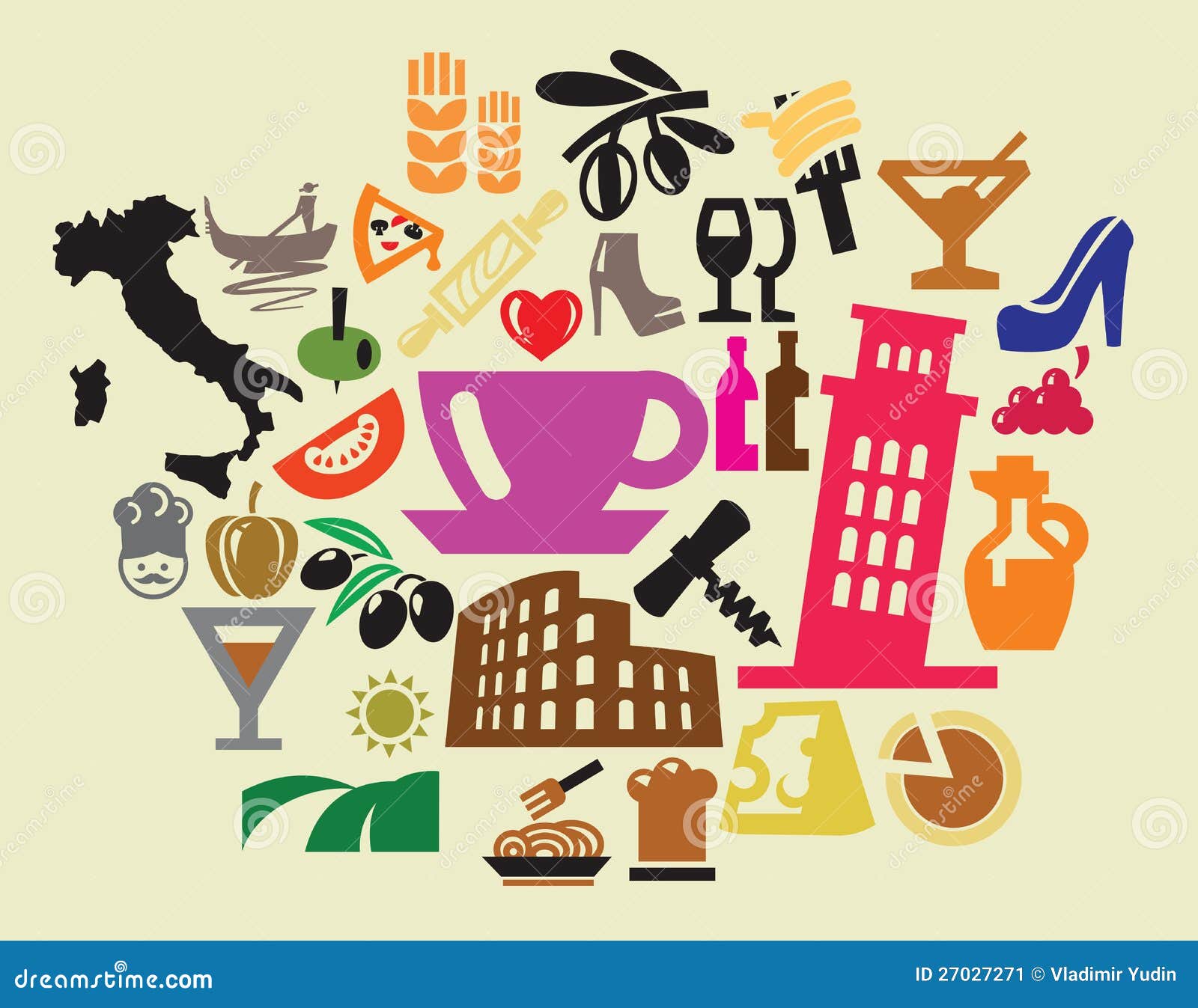 Italy Icons Stock Image - Image: 27027271