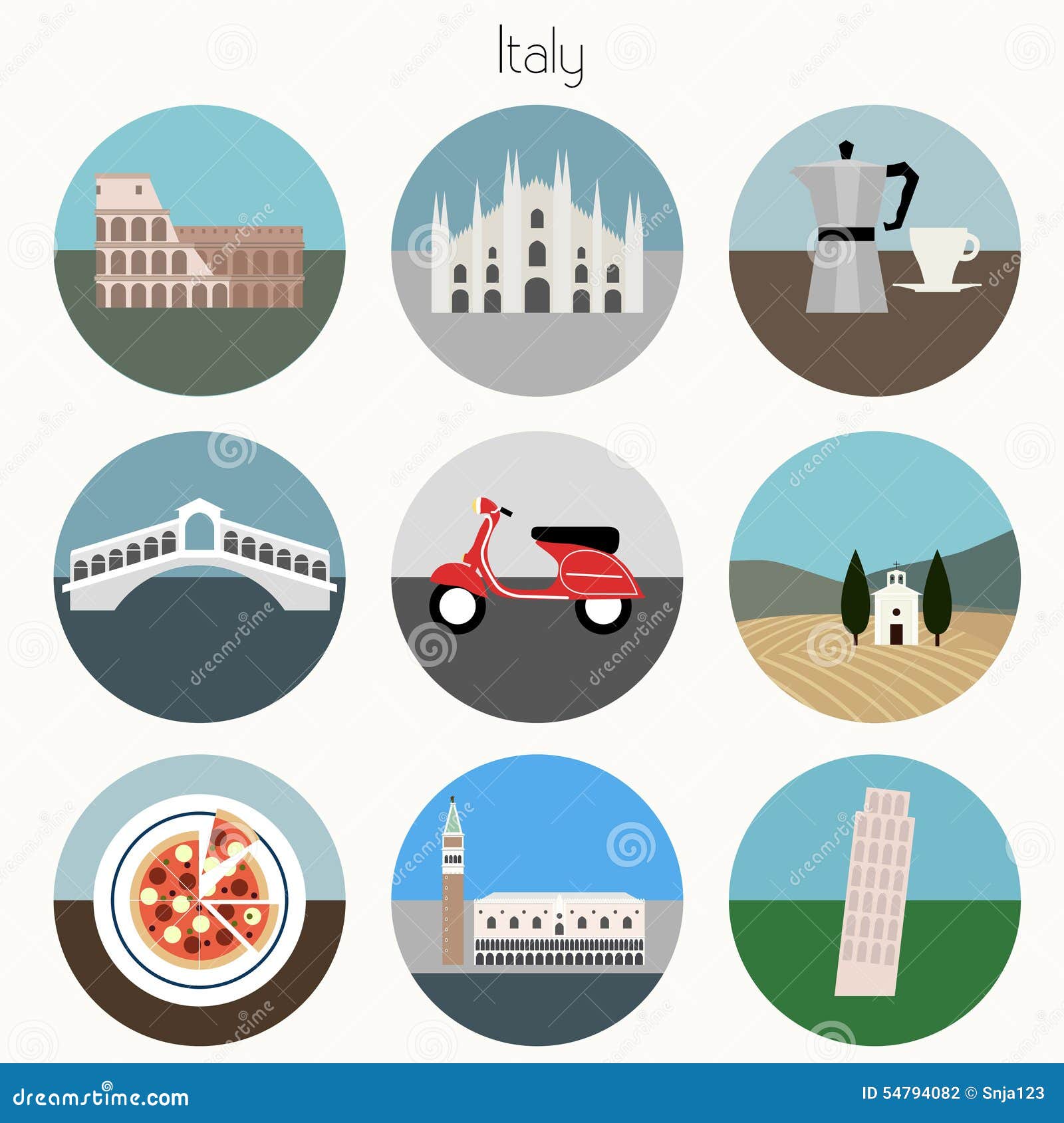 Italy Icons Set - Vector EPS10 Stock Vector - Illustration of ...