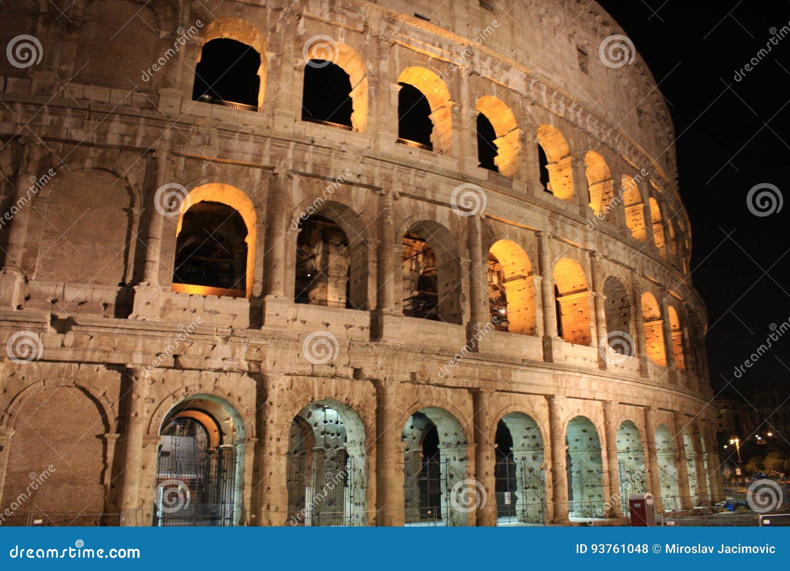 Italy Illuminated Colosseum at Night Editorial Stock Photo - Image of ...