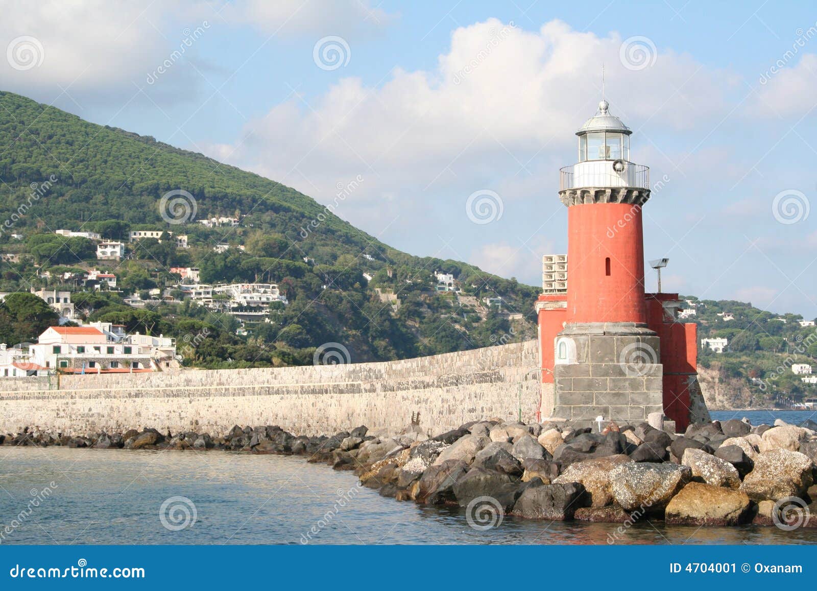 Italy. Island Ischia. Beacon Stock Image - Image of landmark, mountain ...