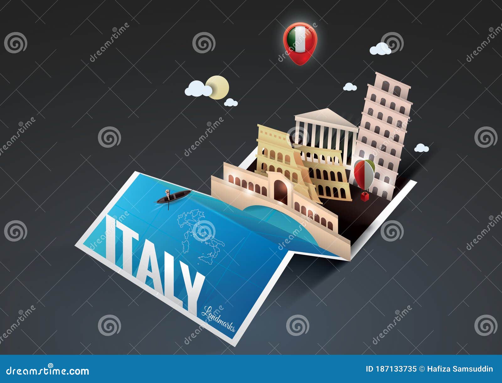 Italy Landmarks. Vector Illustration Decorative Design Stock Vector ...
