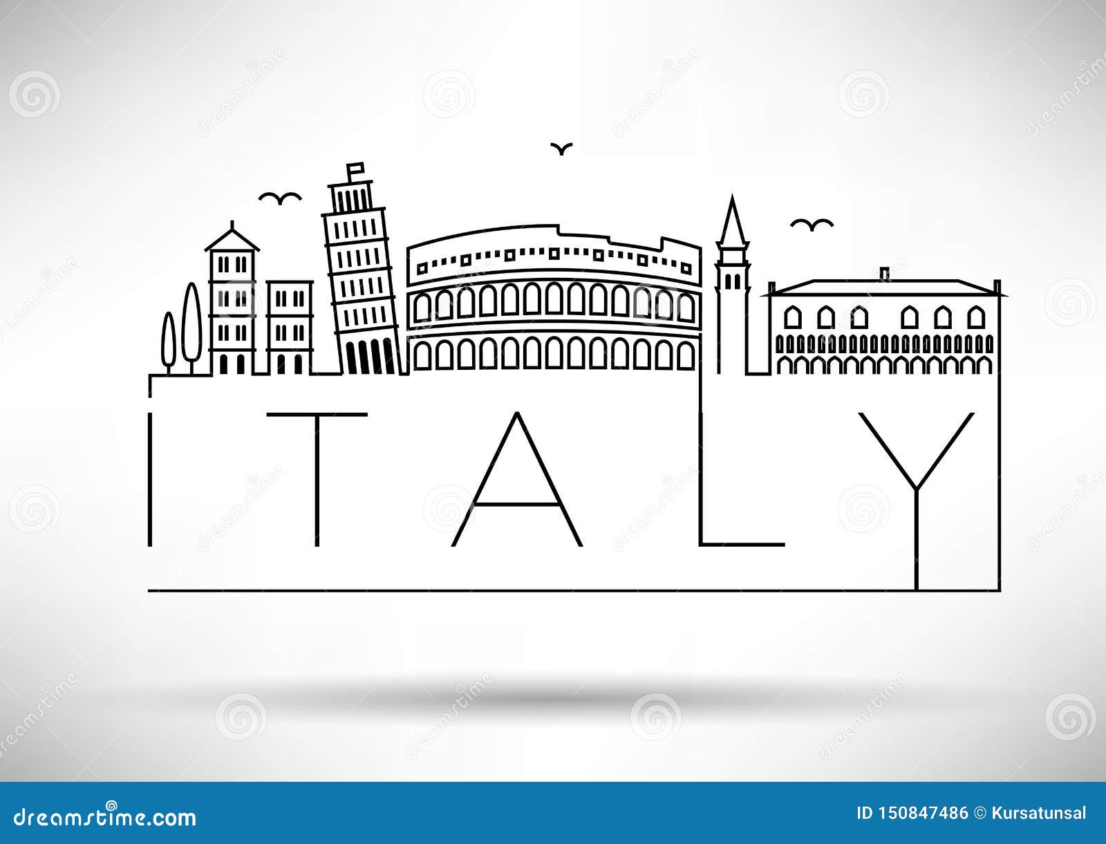Italy Line Icon Concept. Italy Flat Vector Symbol, Sign, Outline ...