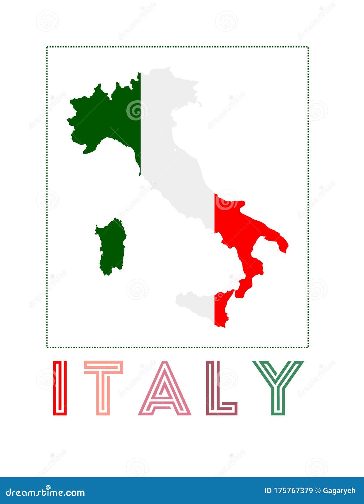 Italy Logo. Map of Italy with Country Name and. Stock Vector ...