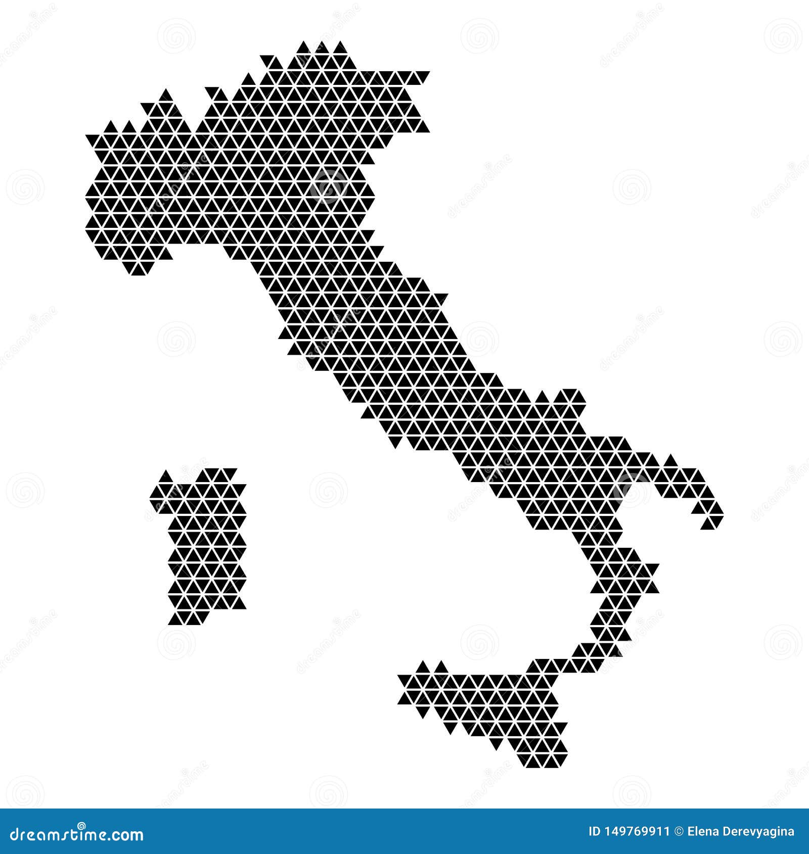 Italy Map Abstract Schematic from Black Triangles Repeating Pattern ...