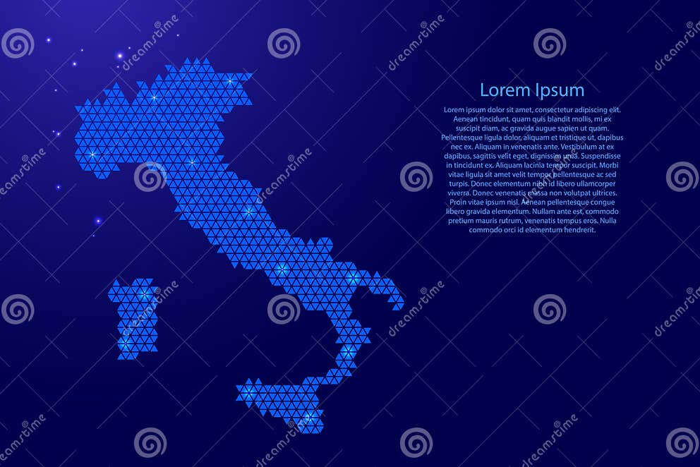 Italy Map Abstract Schematic from Blue Triangles Repeating Pattern ...