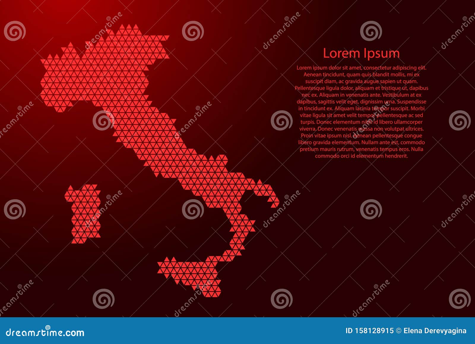 Italy Map Abstract Schematic from Red Triangles Repeating Pattern ...