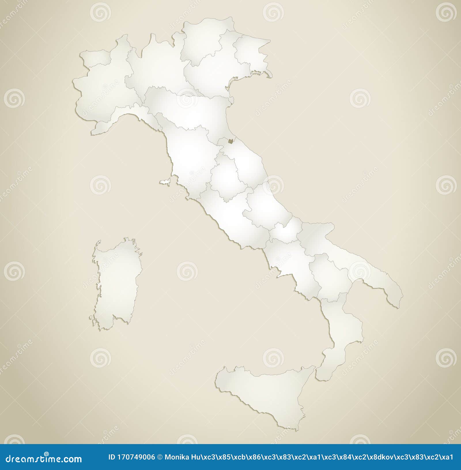 Italy Map, Administrative Division, Old Paper Background Blank Stock ...