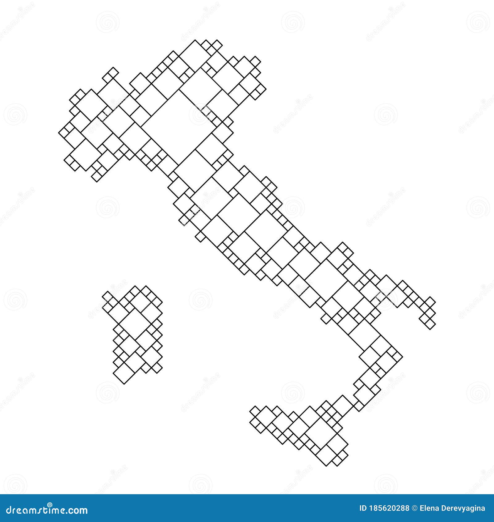 Italy Map from Black Pattern from a Grid of Squares of Different Sizes ...