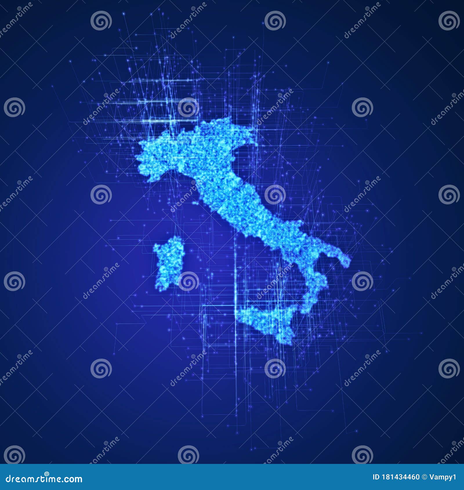 Italy Map, Connections, Network. Smart Working, Digitalization And ...