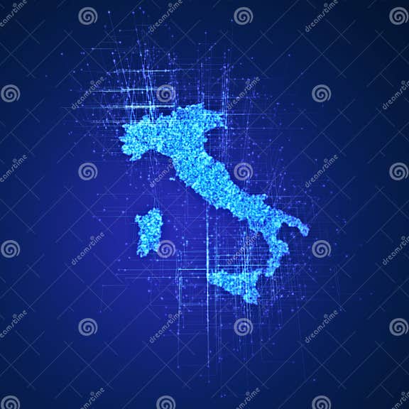Italy Map, Connections, Network. Smart Working, Digitalization and ...