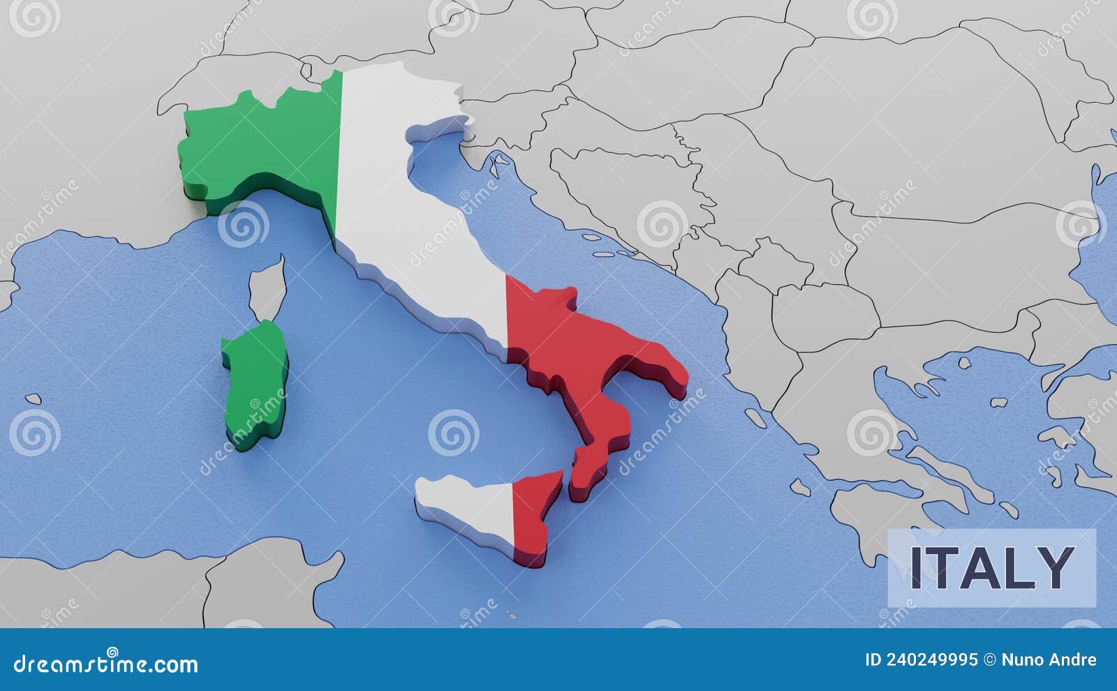 Italy map 3D illustration stock illustration. Illustration of territory ...