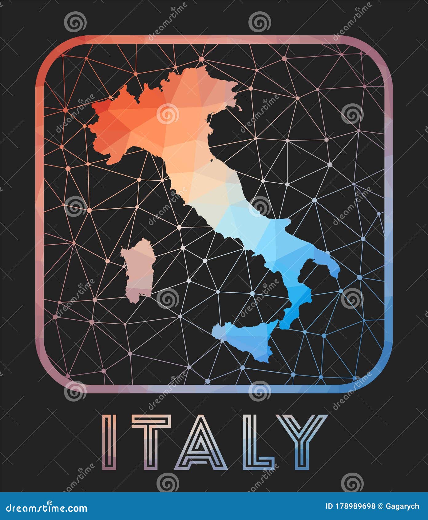 Italy map design. stock vector. Illustration of icon - 178989698