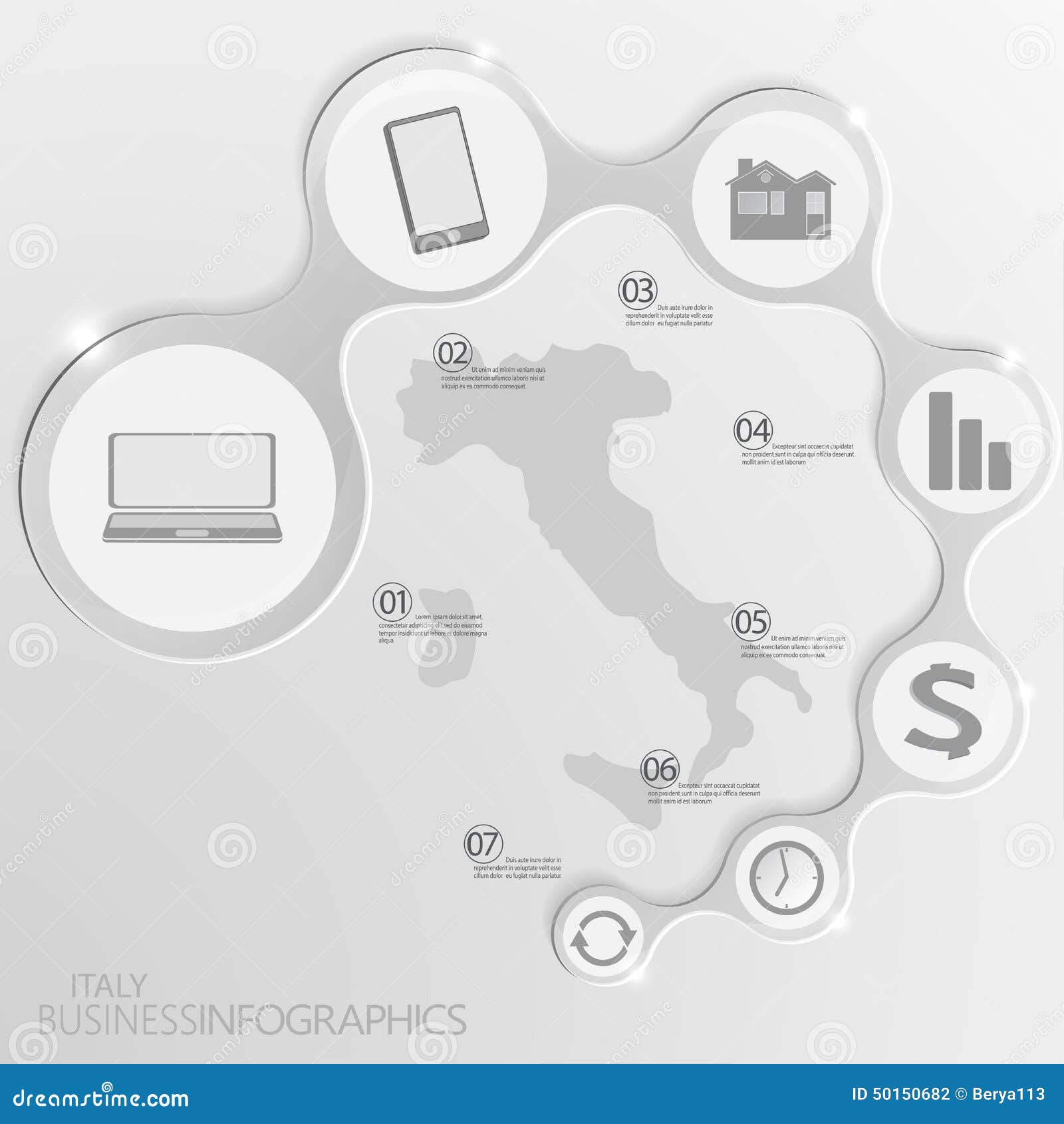 Italy Map and Elements Infographic. Vector Stock Vector - Illustration ...