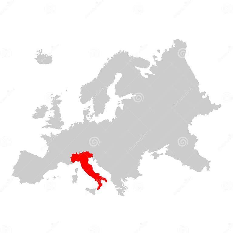 Italy on map of europe stock vector. Illustration of cartography ...