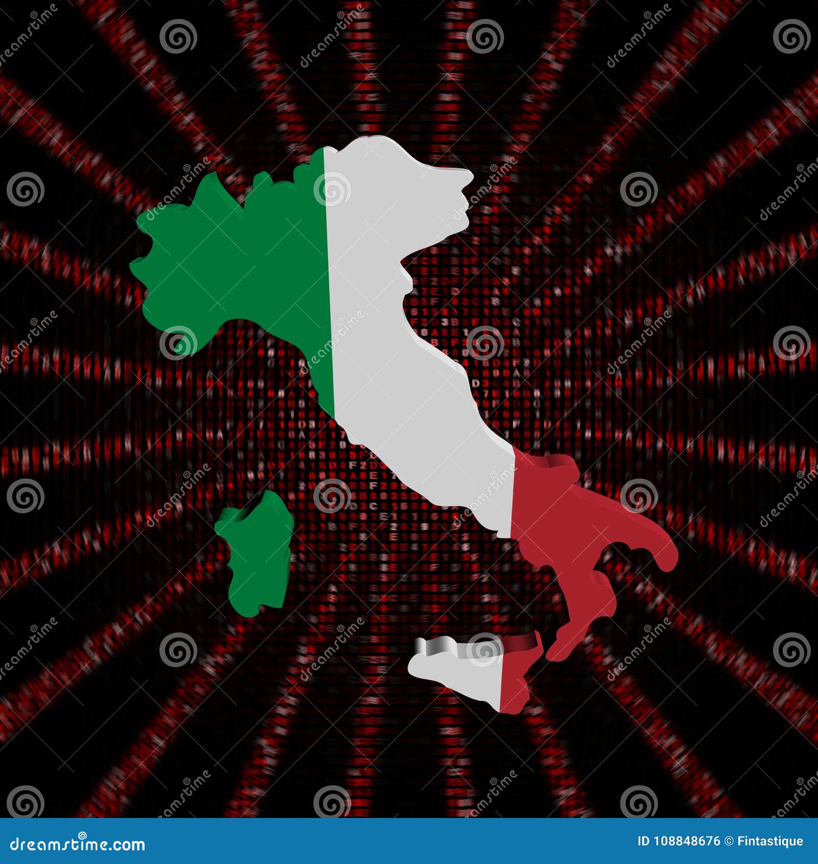 Italy Map Flag on Red Hex Code Burst Illustration Stock Illustration ...