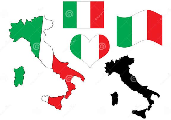 Italy Map with Flag and Heart Stock Vector - Illustration of color ...