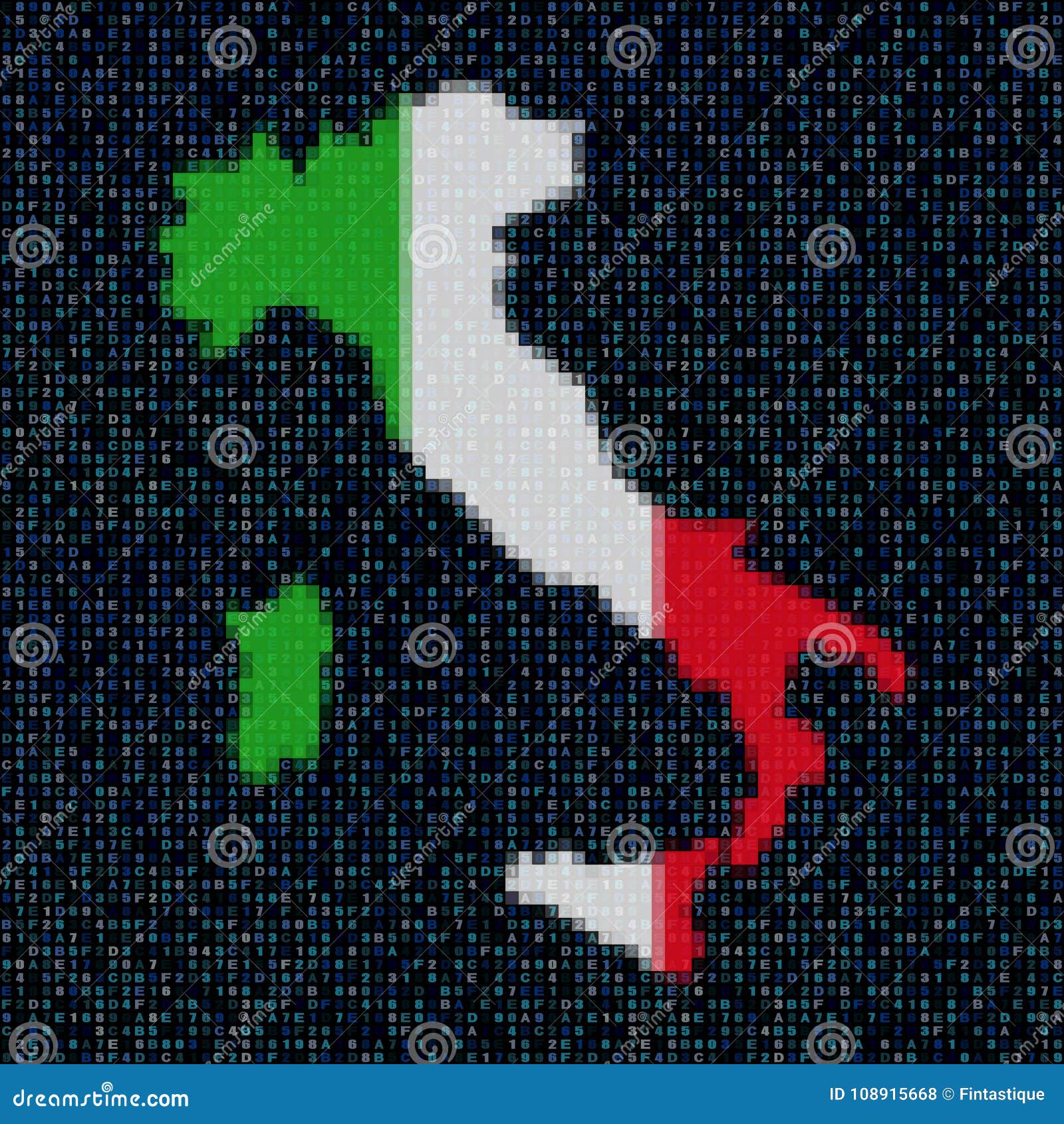 Italy Map Flag on Hex Code Illustration Stock Illustration ...