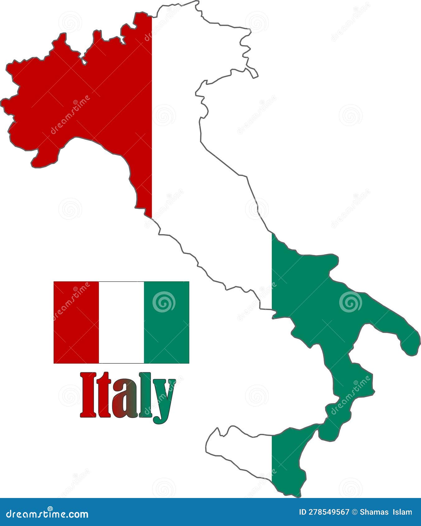 Italy Map and Flag Illustration Vector Stock Vector - Illustration of ...