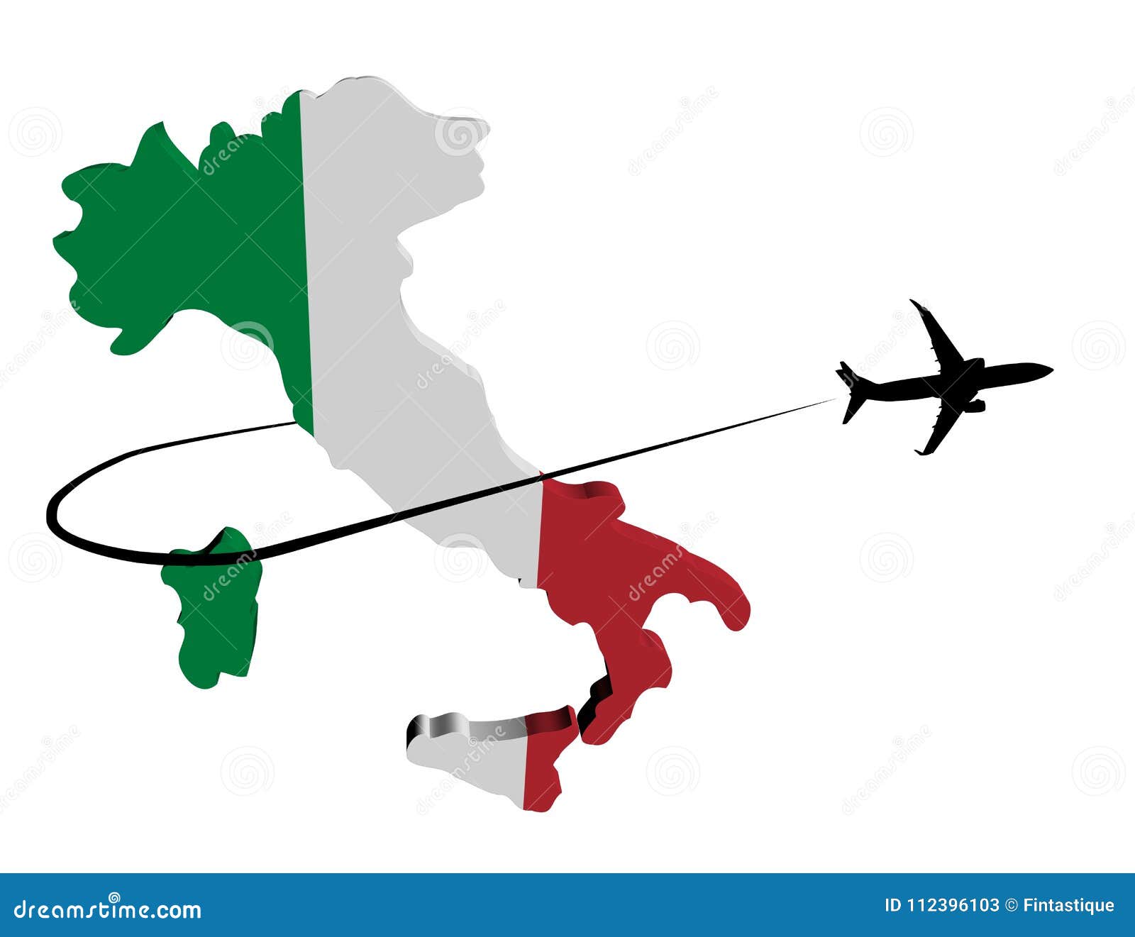 Italy Map Flag with Plane and Swoosh Illustration Stock Illustration ...