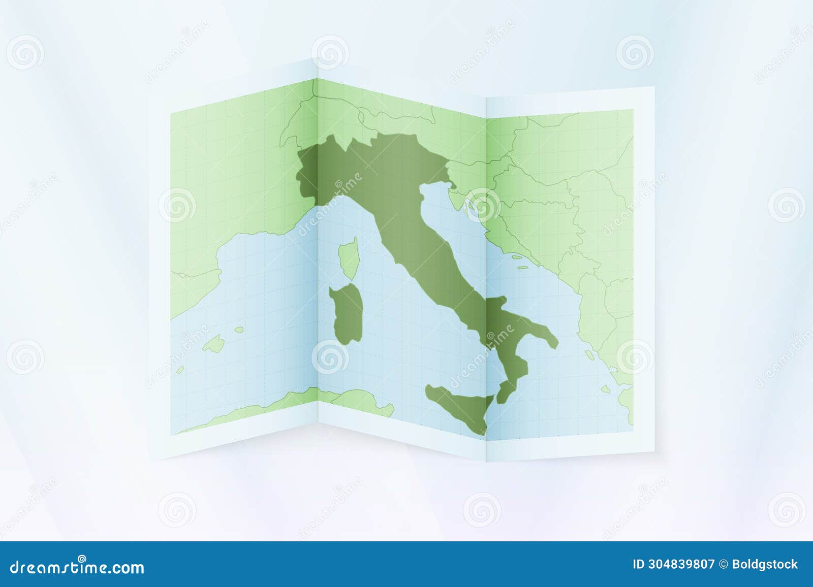 Italy Map, Folded Paper with Italy Map Stock Vector - Illustration of ...