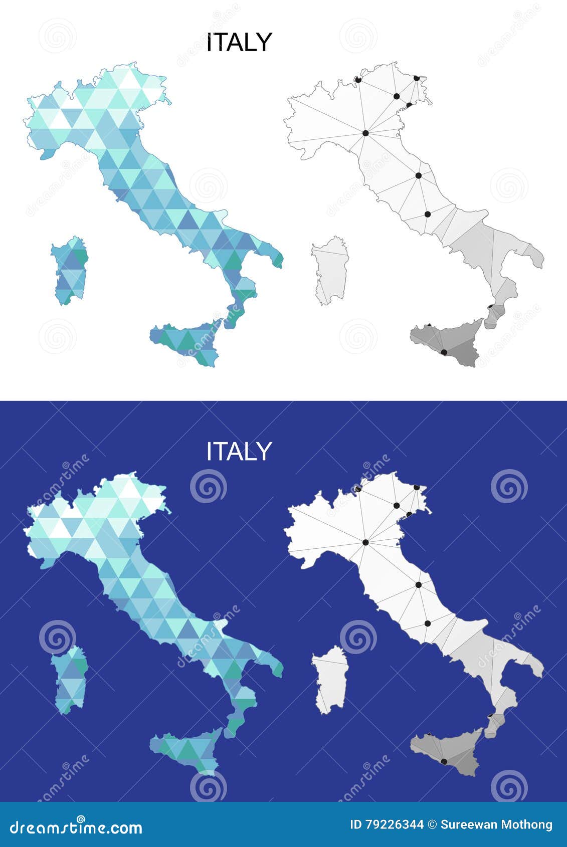 Italy Map in Geometric Polygonal Style. Abstract Gems Triangle. Stock ...