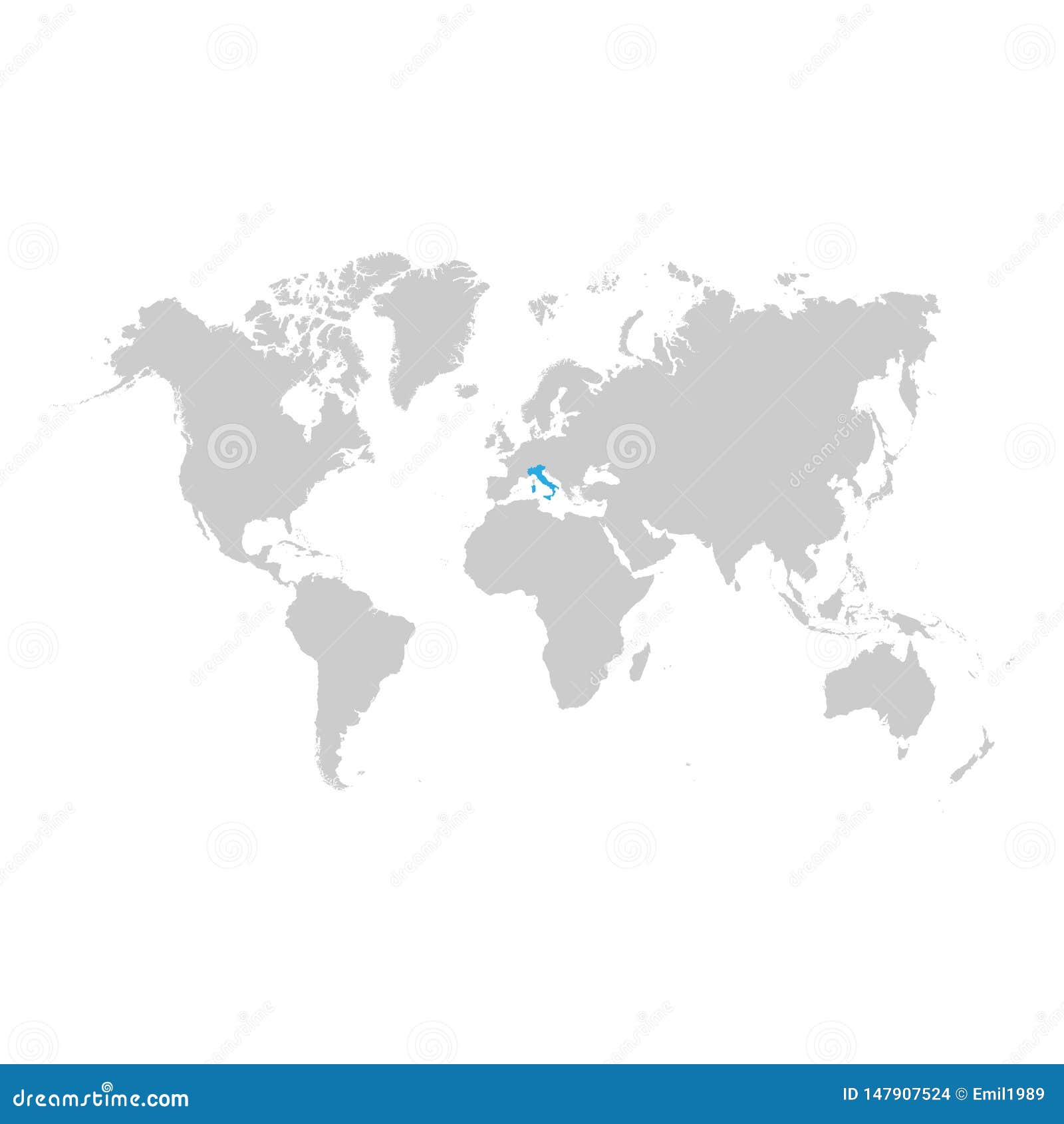Italy Map is Highlighted in Blue on the World Map Stock Illustration ...